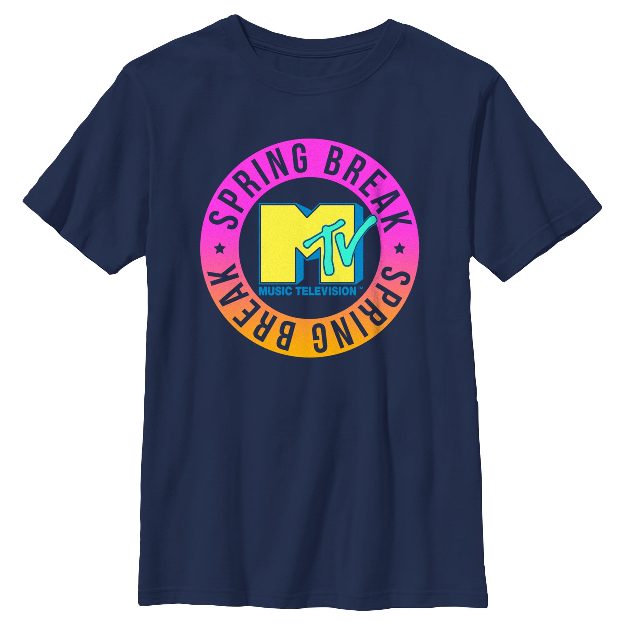 Boy's MTV Spring Break Circle Graphic Tee Navy Blue X Large - Walmart.com