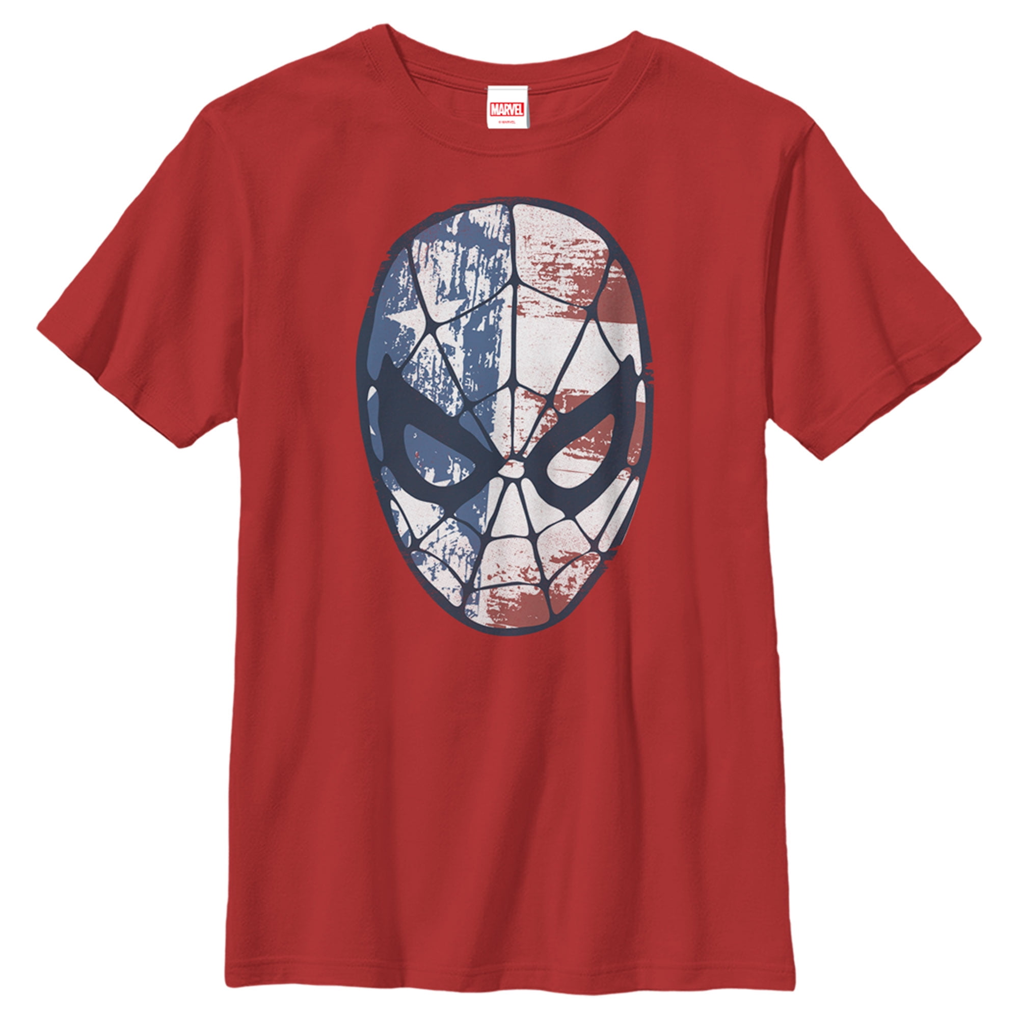 Boy's Marvel 4th of July Spider-Man American Flag Mask Graphic Tee Red ...
