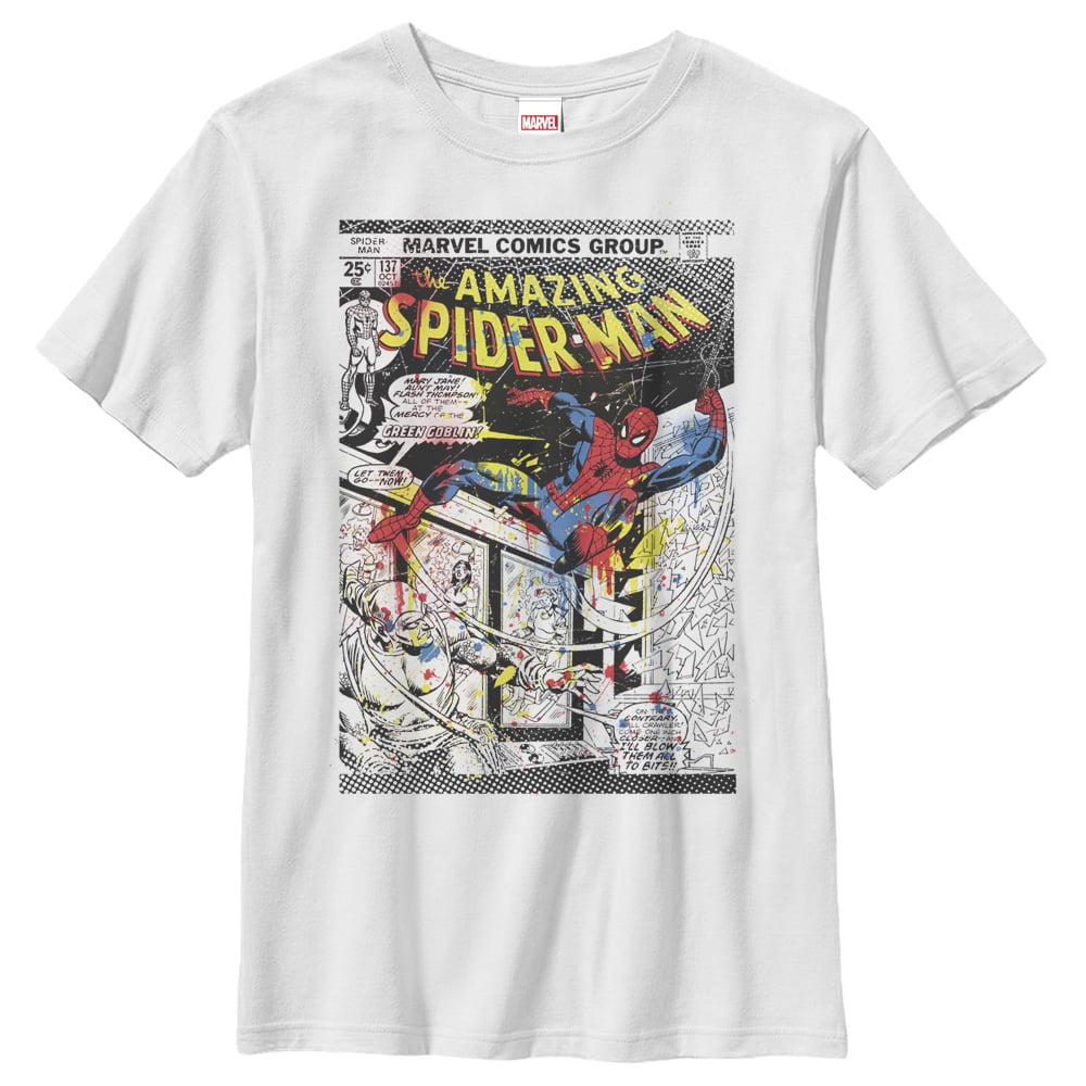Boy's Marvel Amazing Spider-Man Paint Splatter Print Graphic Tee White ...