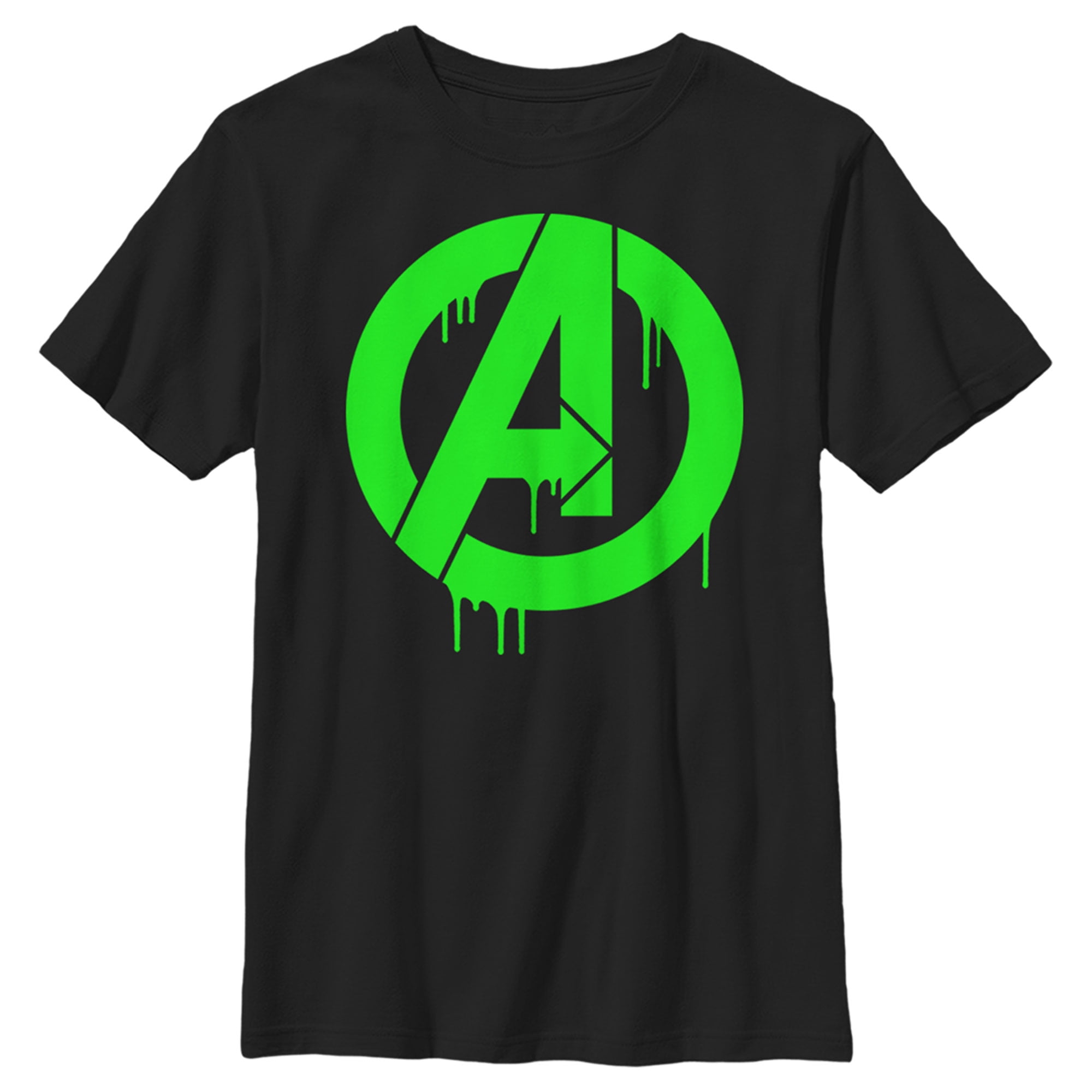 Boy's Marvel Avengers Logo Green Paint Drip Graphic Tee Black Large ...
