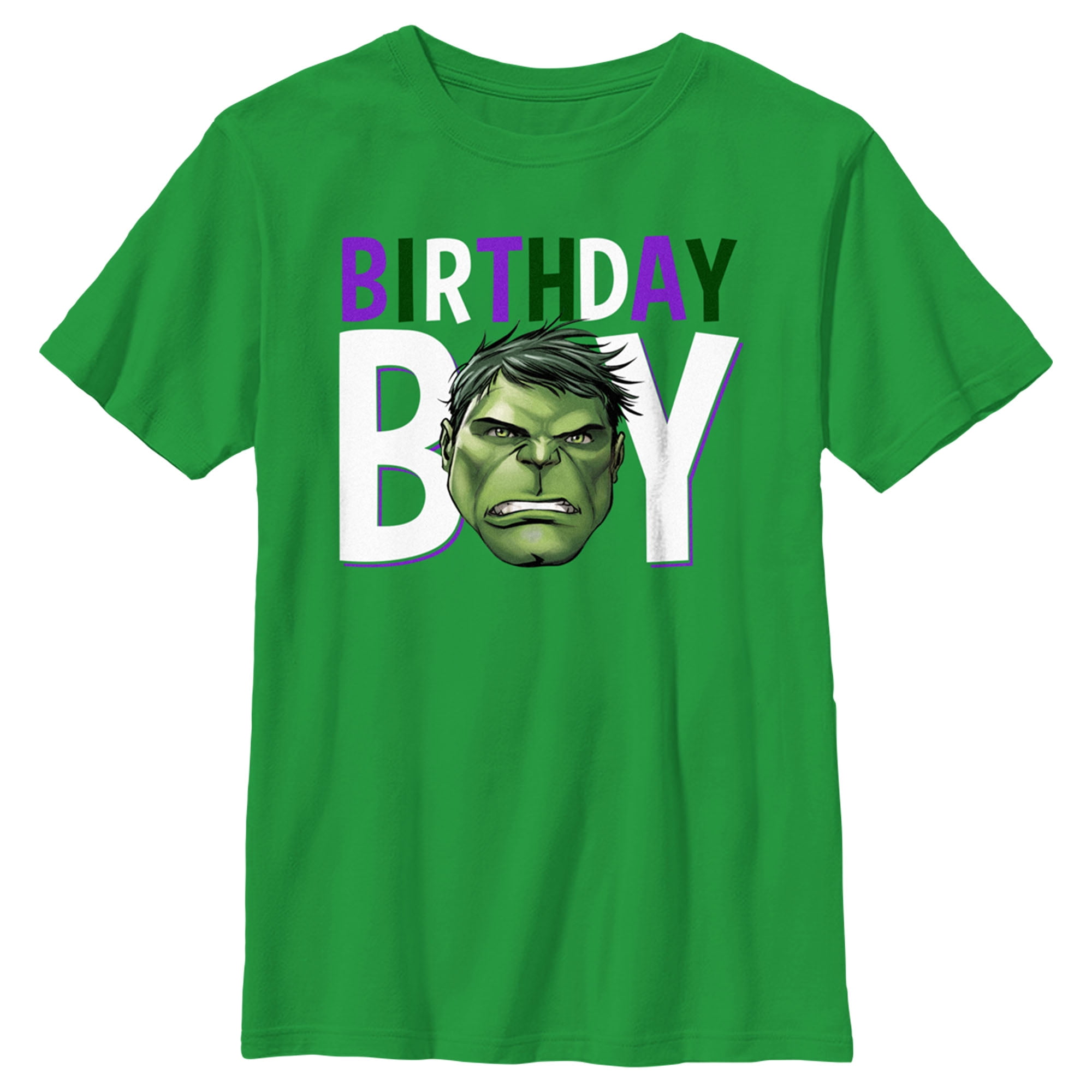 Boy's Marvel Birthday Boy Hulk Face Graphic Tee Kelly Green Medium ...
