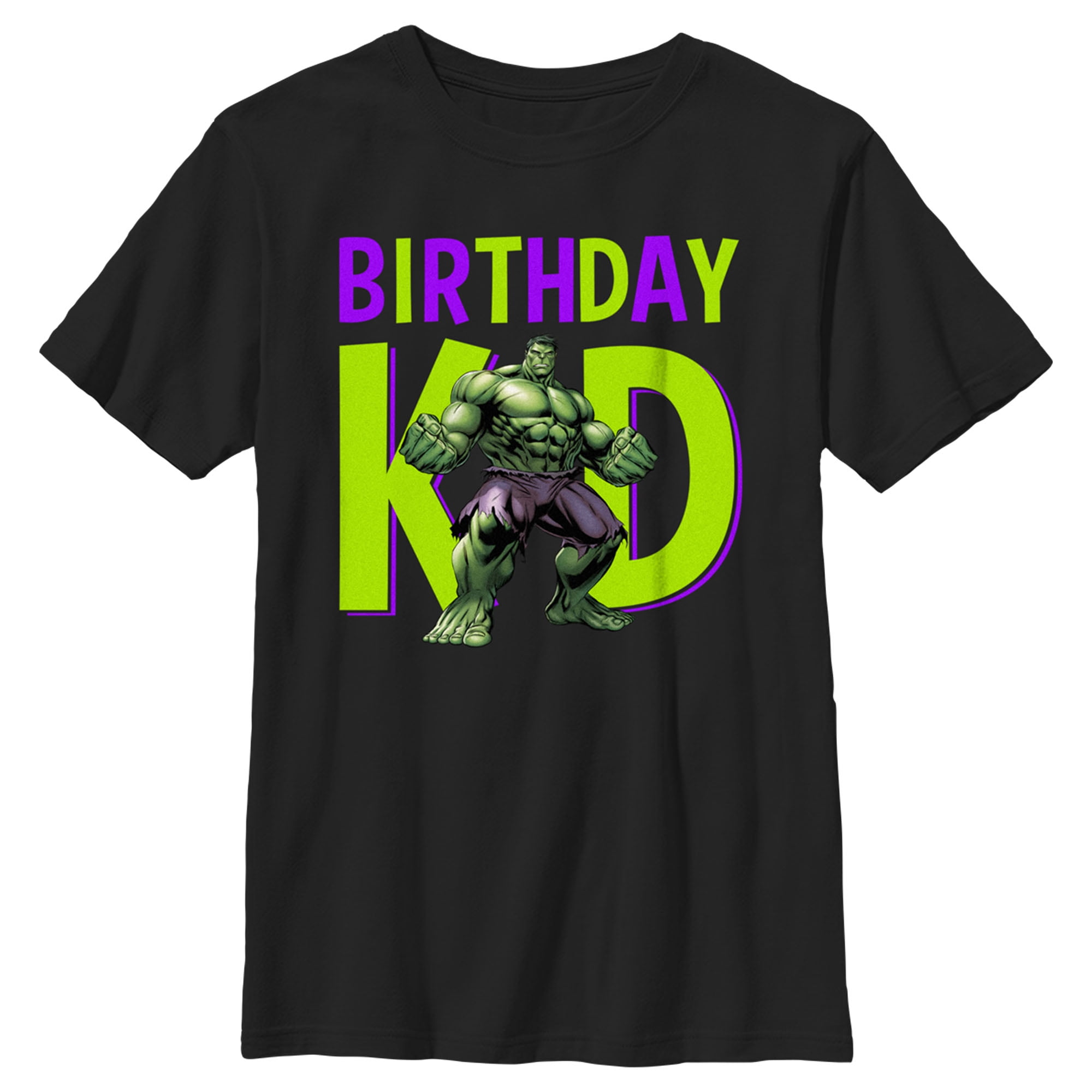 Boy's Marvel Birthday Kid Hulk Graphic Tee Black Large - Walmart.com
