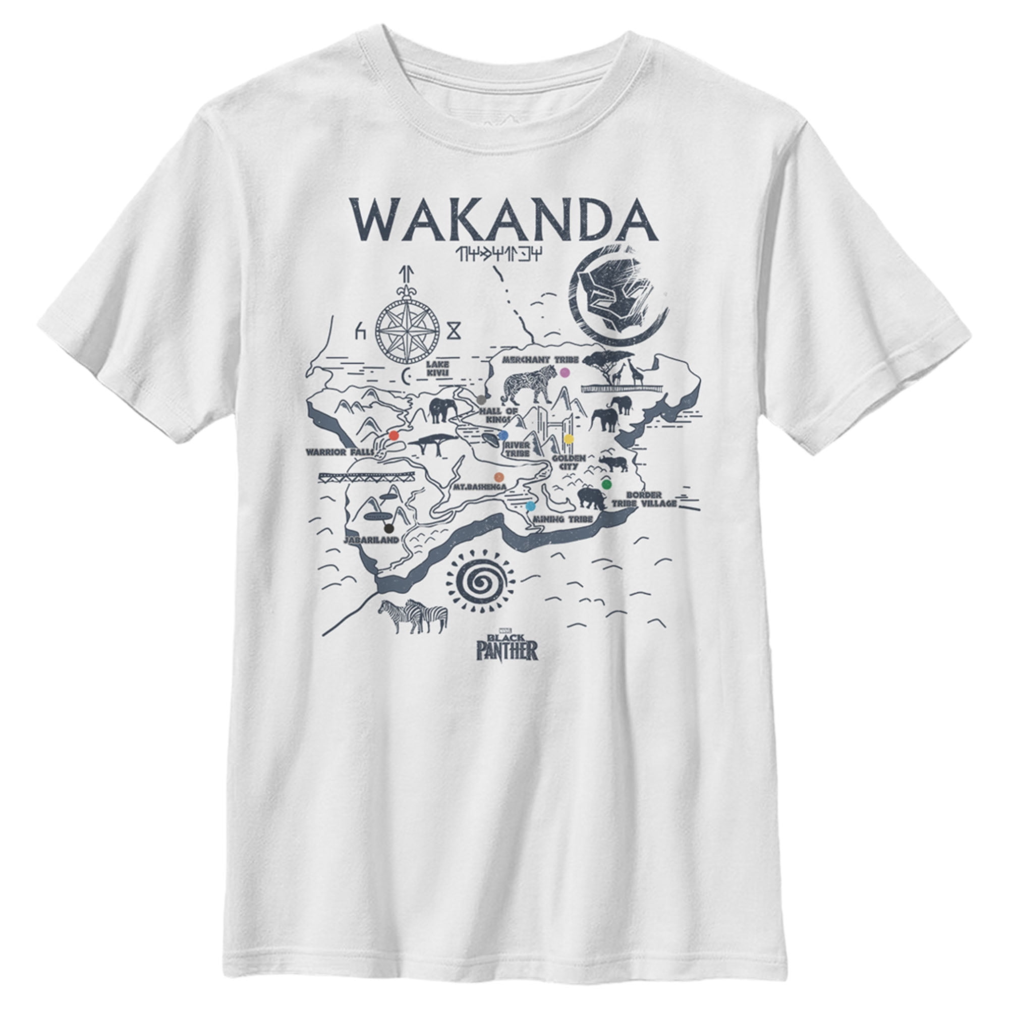 Boy's Marvel Black Panther Map of Wakanda Graphic Tee White Large ...