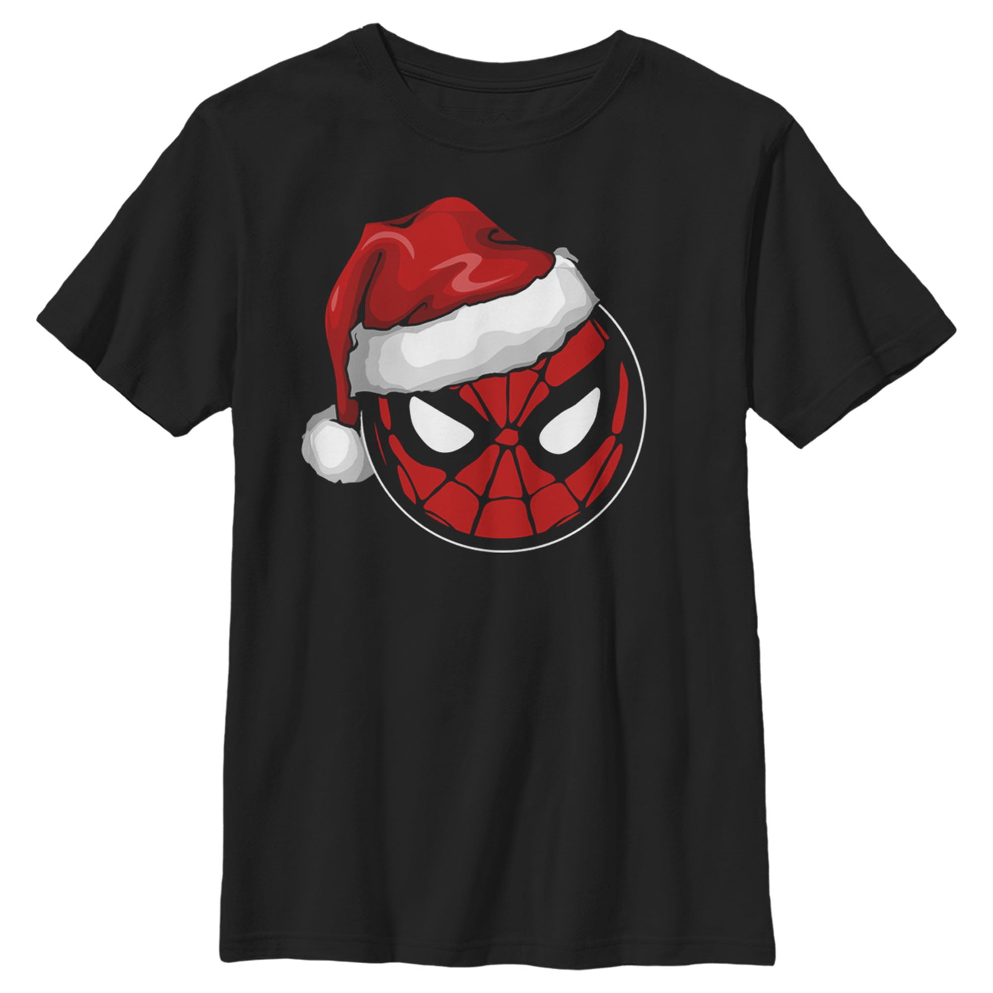 Boy's Marvel Christmas Spider-Man Santa Hat Graphic Tee Black X Large ...