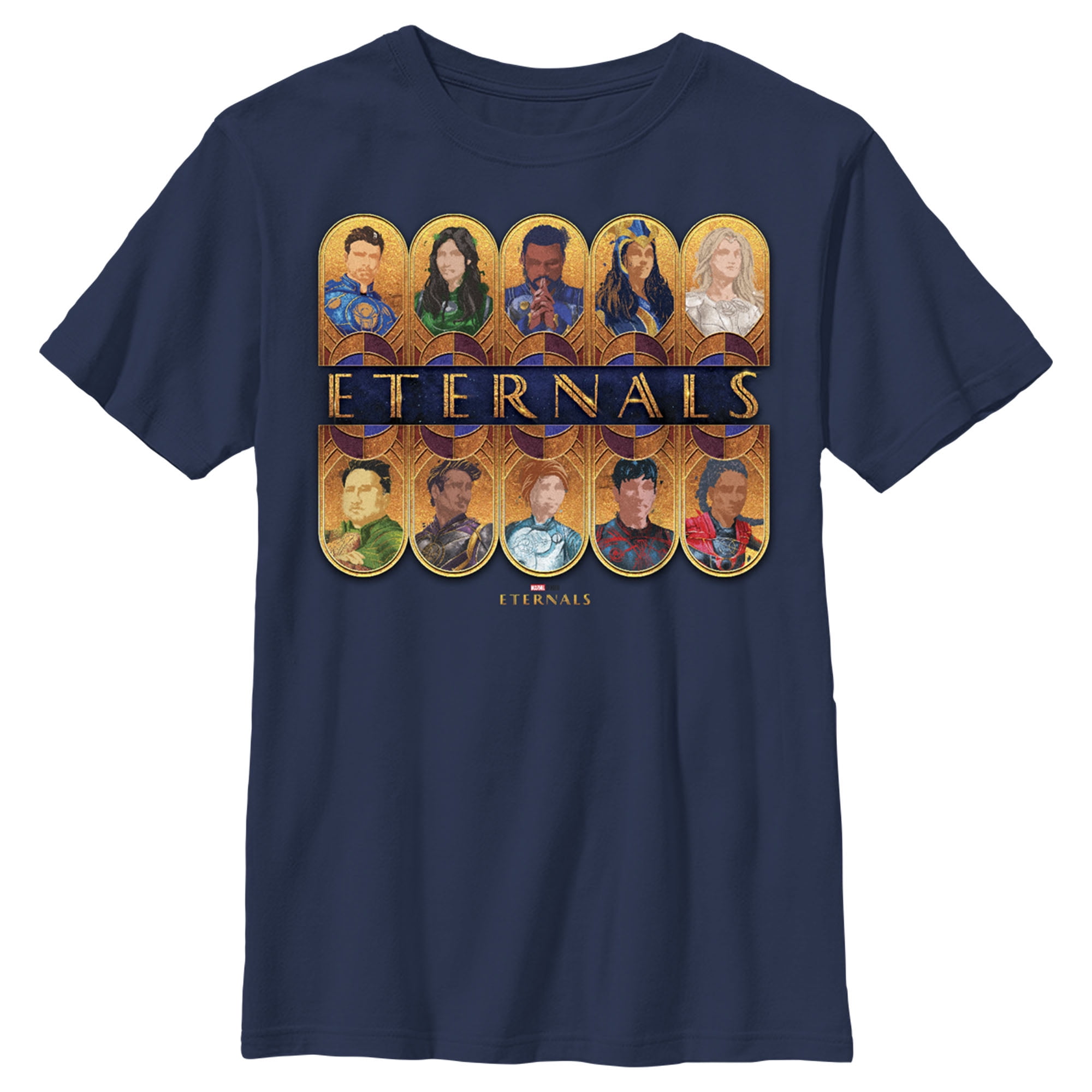 Boy's Marvel Eternals Golden Portraits Graphic Tee Navy Blue Small ...