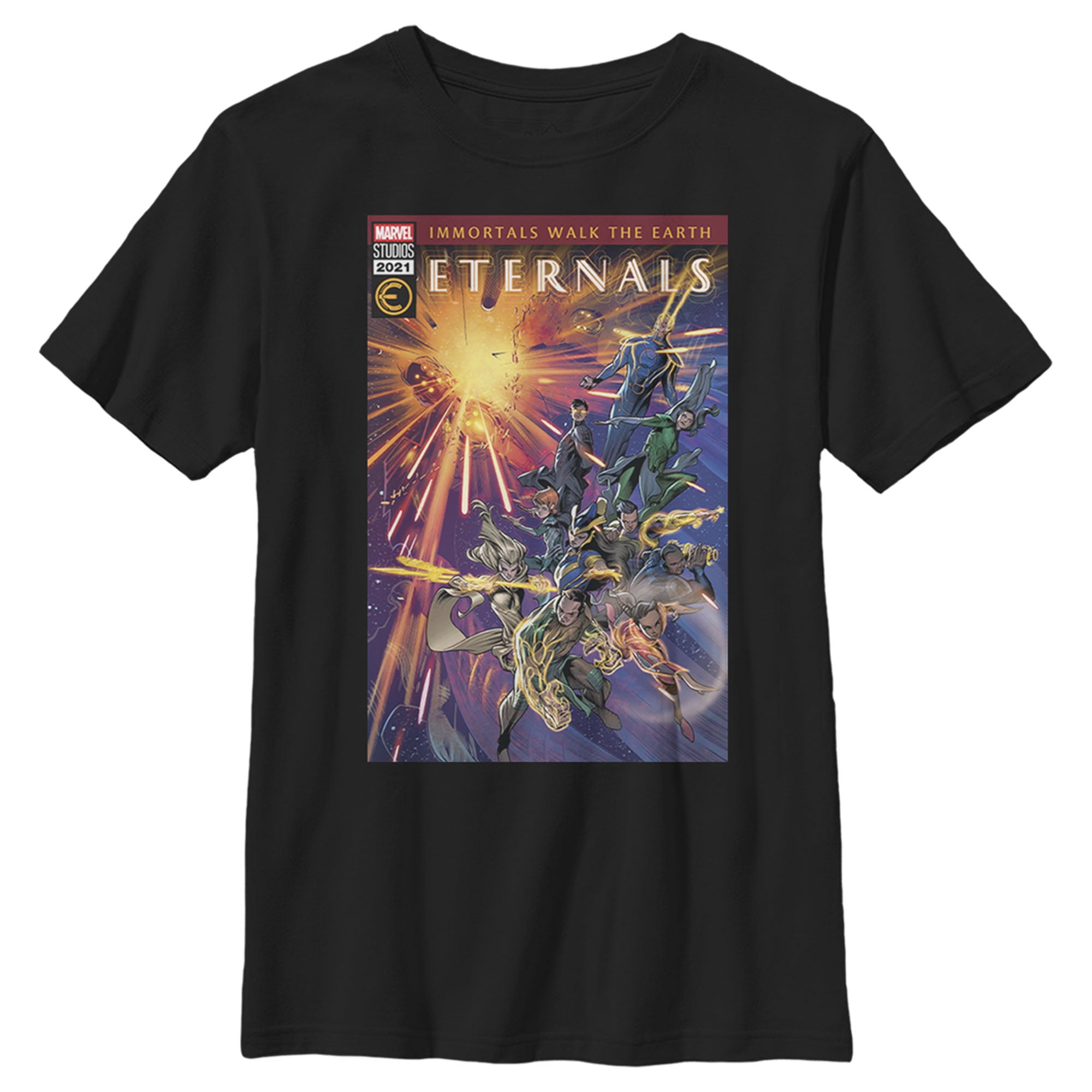 Boy's Marvel Eternals Immortals Walk the Earth Comic Book Cover Graphic ...