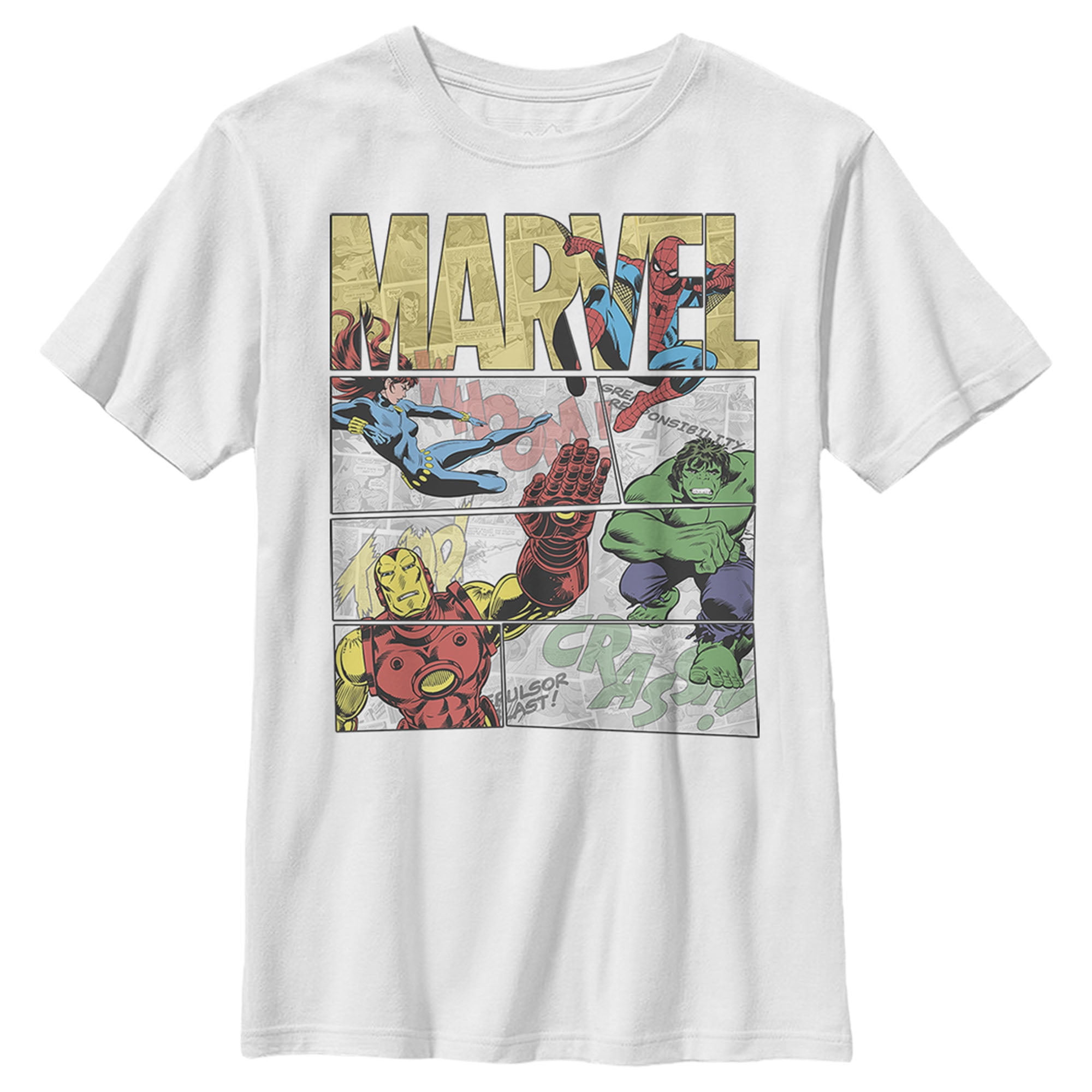 Boy's Marvel Heroic Comic Strip Graphic Tee White Small - Walmart.com