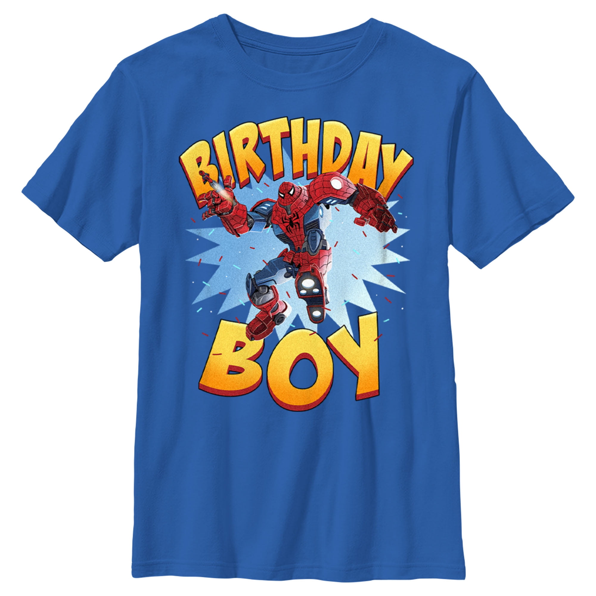 Boy's Marvel Mech Suit Spider-Man Birthday Graphic Tee Royal Blue Small ...
