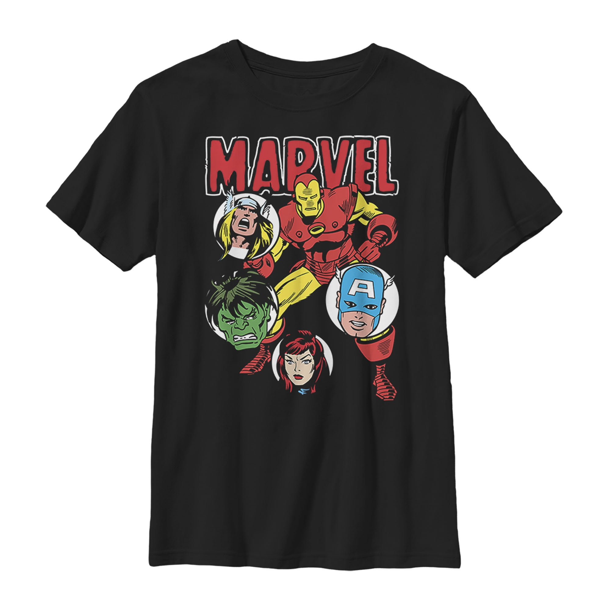 Boy's Marvel Retro Hero Squad Graphic Tee Black Large - Walmart.com