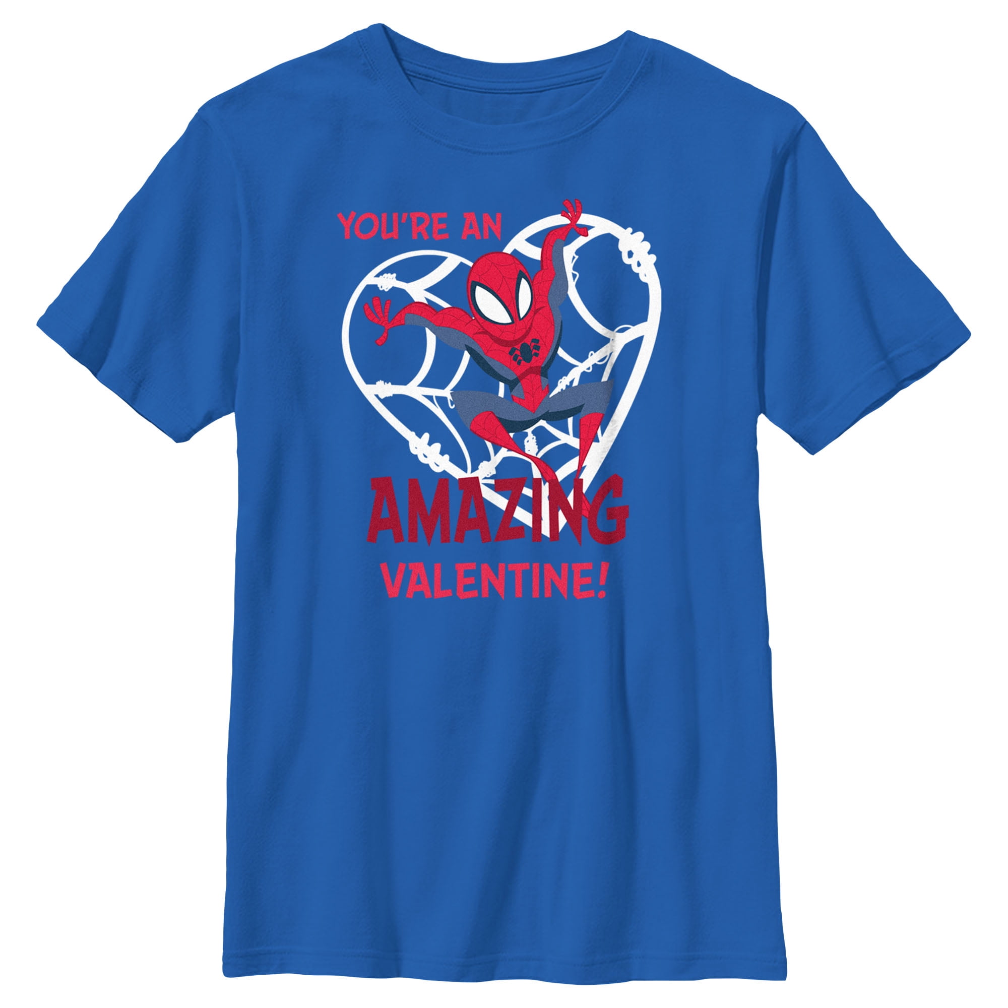 Boy's Marvel Spider-Man Amazing Valentine Graphic Tee Royal Blue Large - Walmart.com