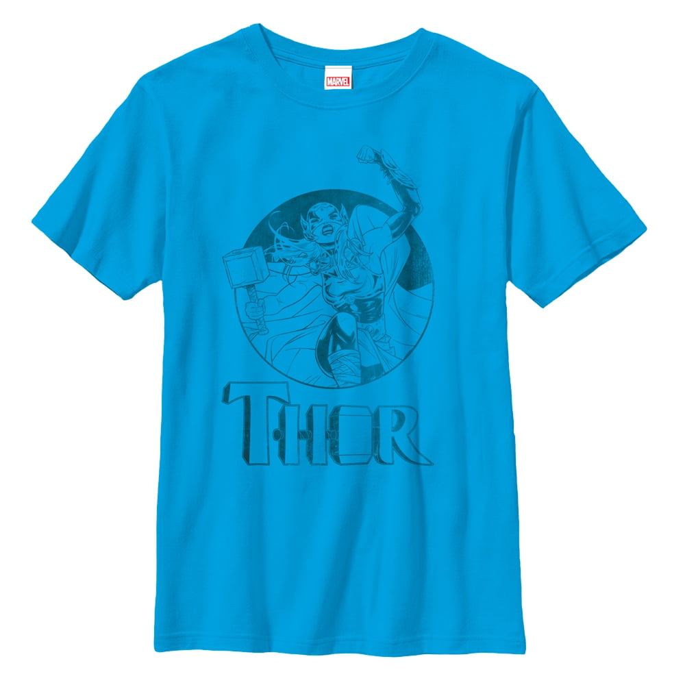 Boy's Marvel Thor Circle Logo Graphic Tee Turquoise Large - Walmart.com