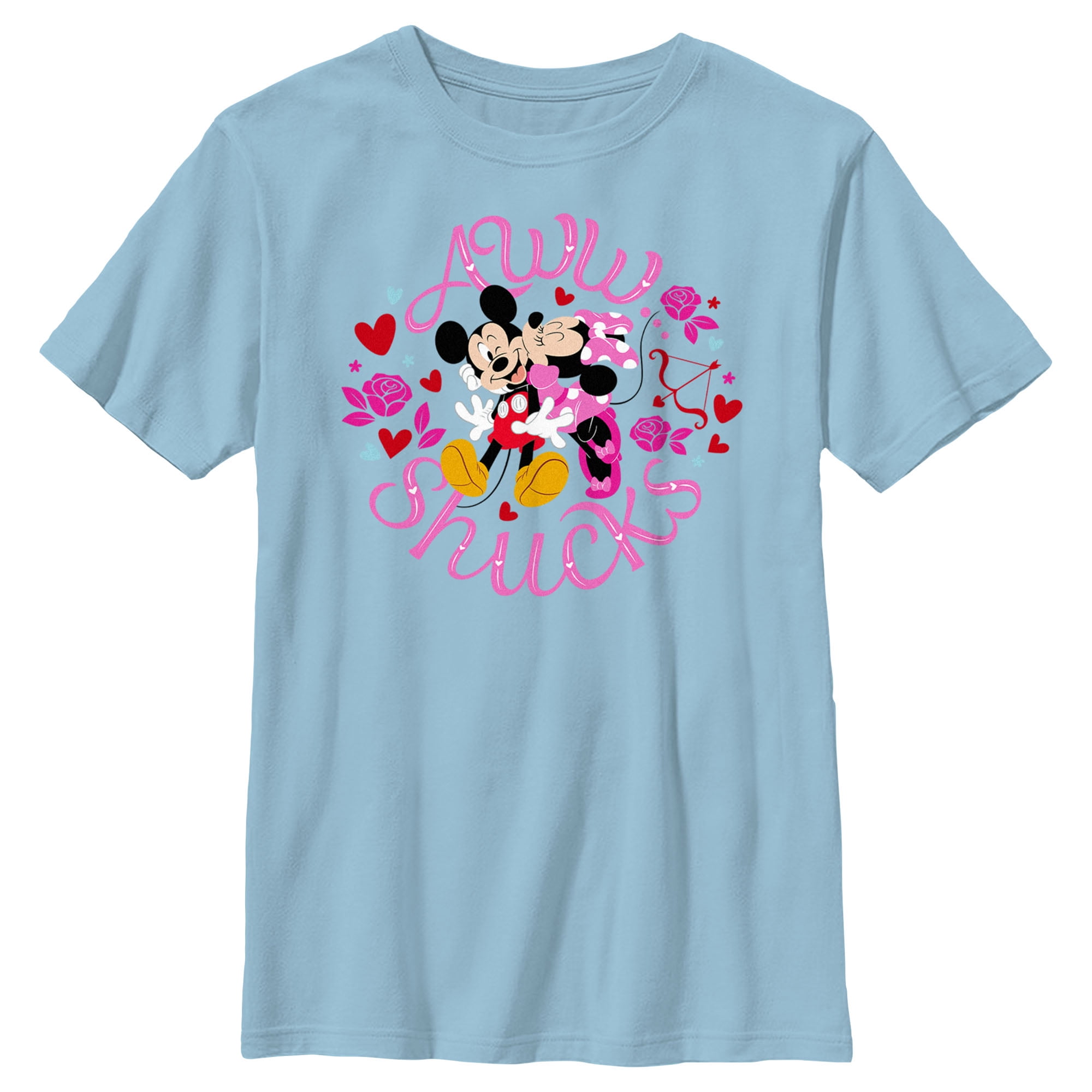 Boy's Mickey & Friends Aww Shucks Minnie Kiss Graphic Tee Light Blue ...