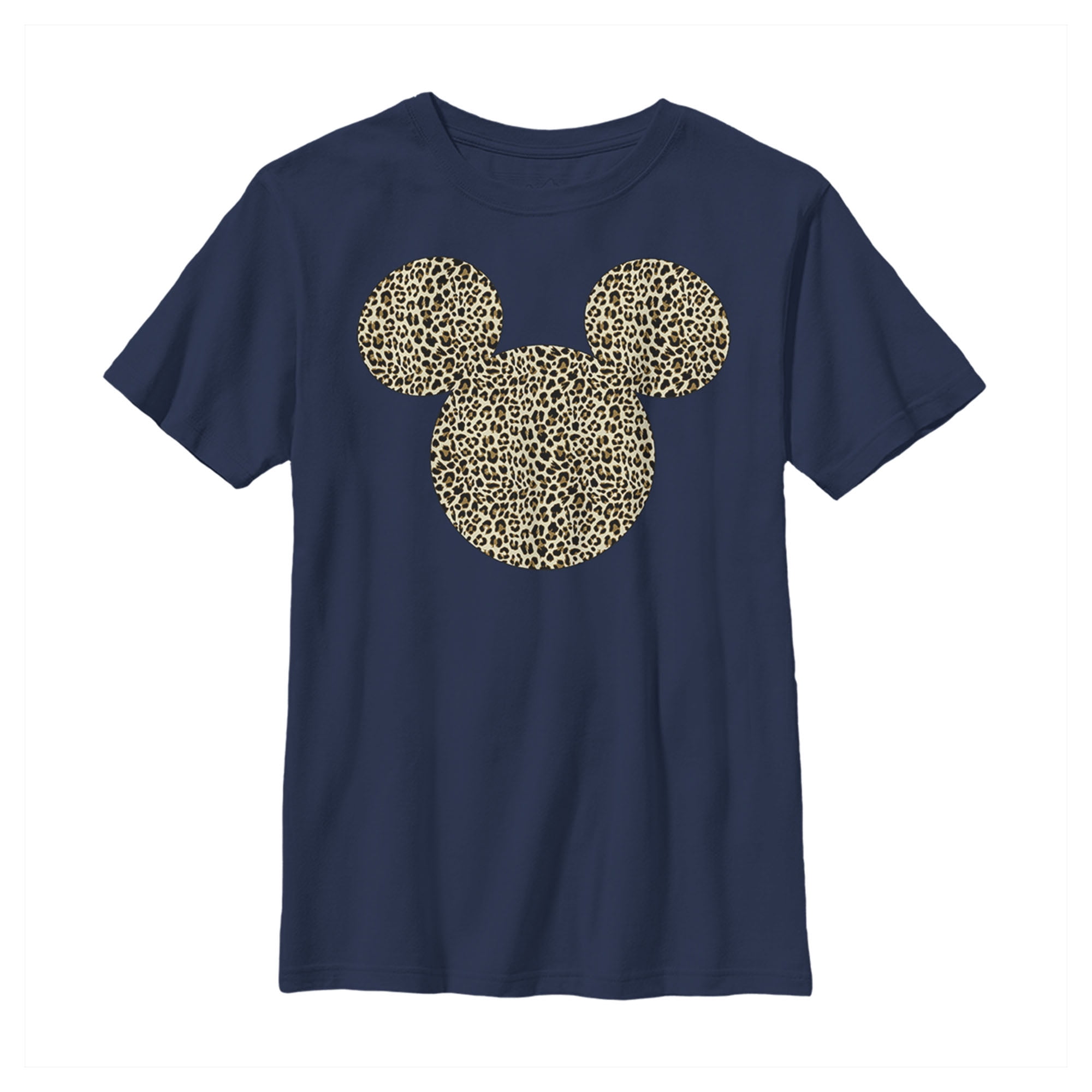 Boy's Mickey & Friends Cheetah Print Mickey Mouse Logo Graphic Tee Navy ...