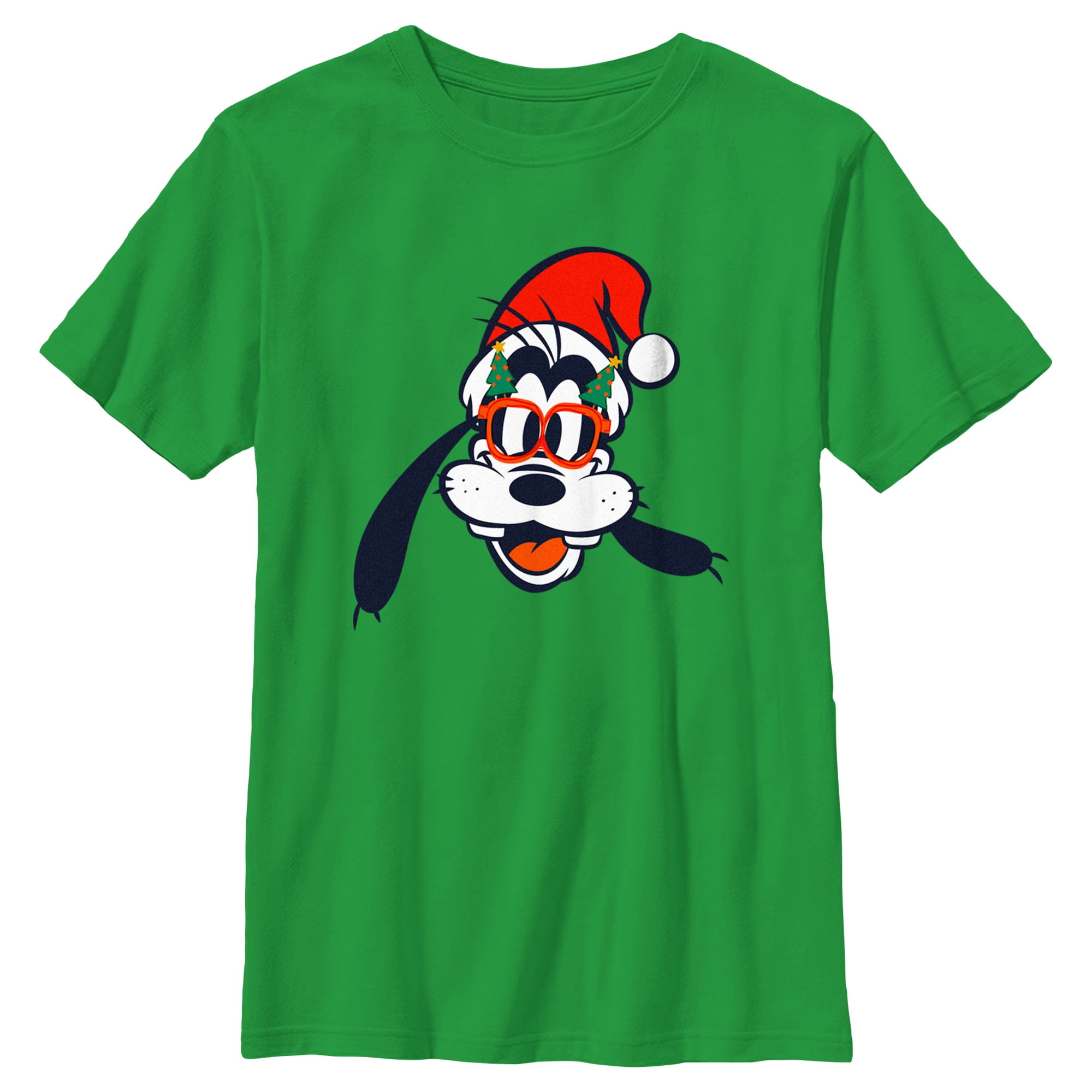 Boy's Mickey & Friends Goofy Christmas Glasses Graphic Tee Kelly Green ...