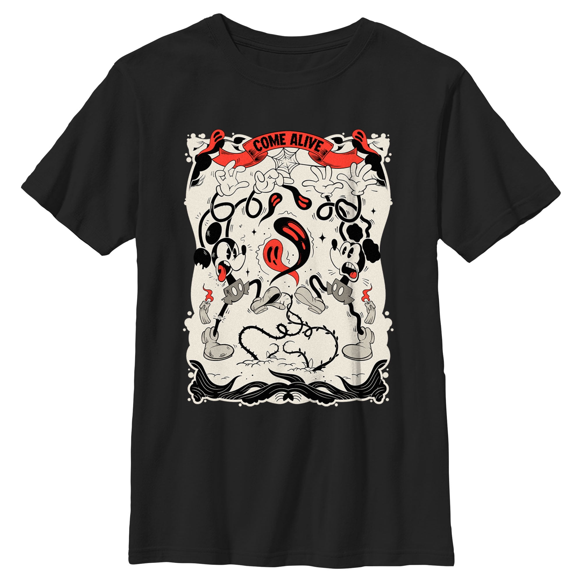 Boy's Mickey & Friends Halloween Come Alive Graphic Tee Black Large ...