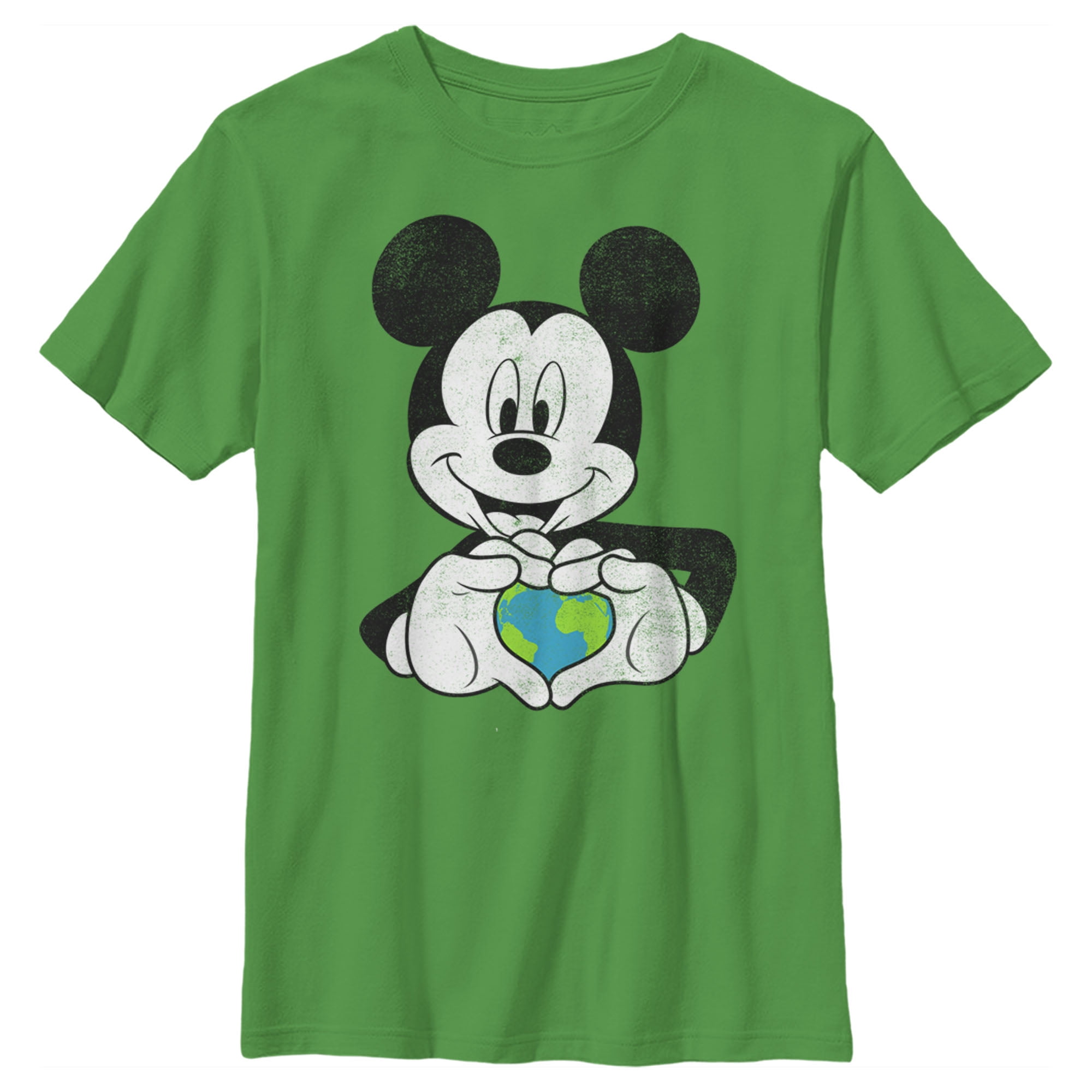 Boy's Mickey & Friends Mickey Mouse Earth Heart Graphic Tee Kelly Green Medium - Walmart.com