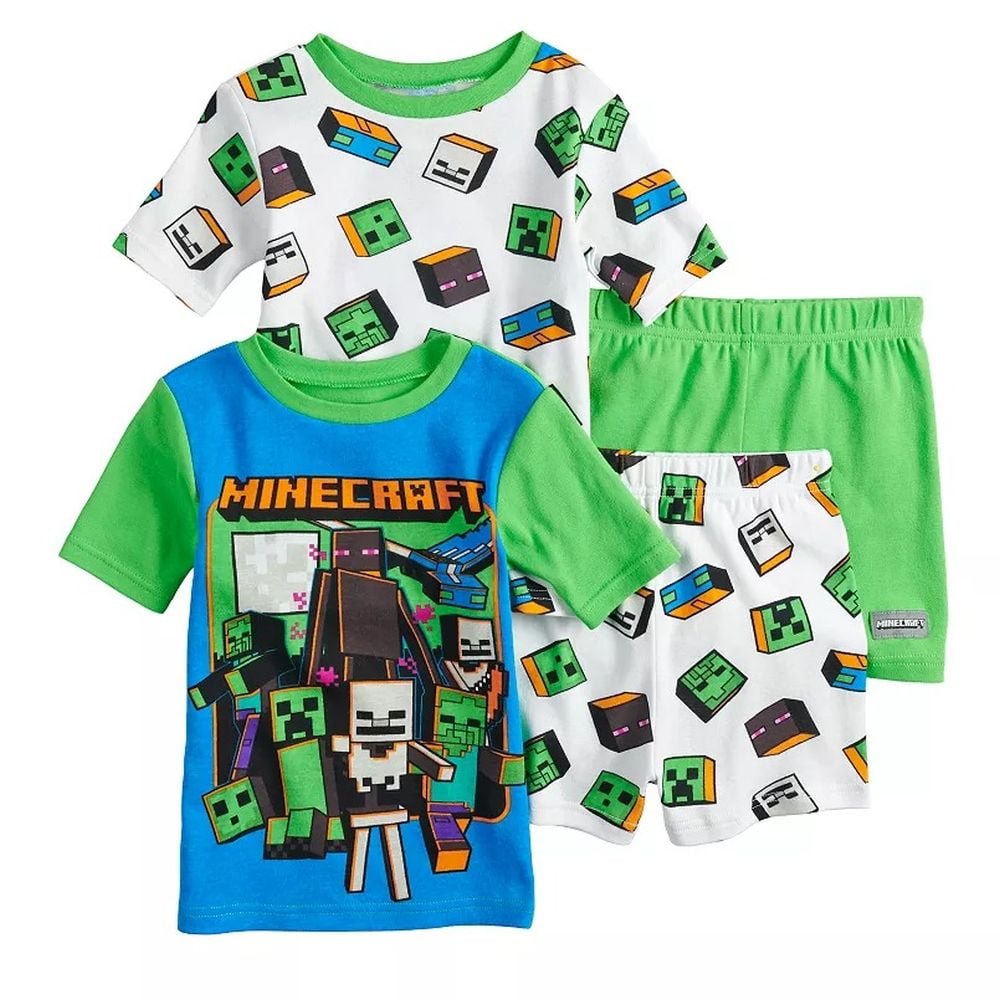 Boy's Minecraft 4-Piece Mob Creepers, Zombies, Phantom 4-Piece Pajama ...