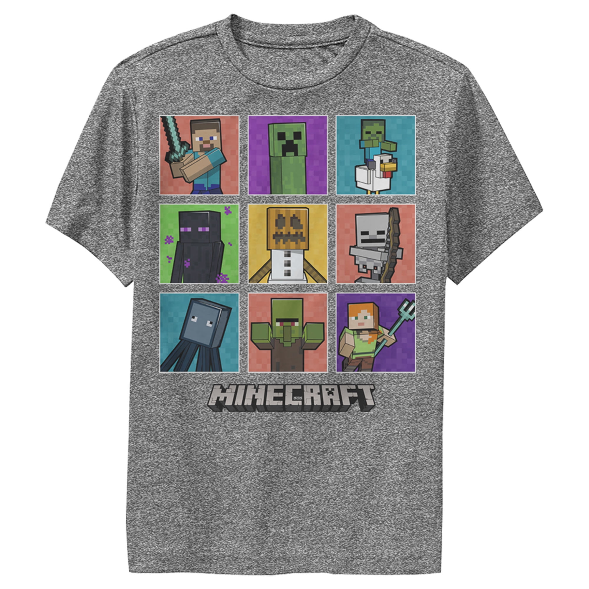 Boy's Minecraft Character Boxes Performance Graphic Tee Charcoal ...