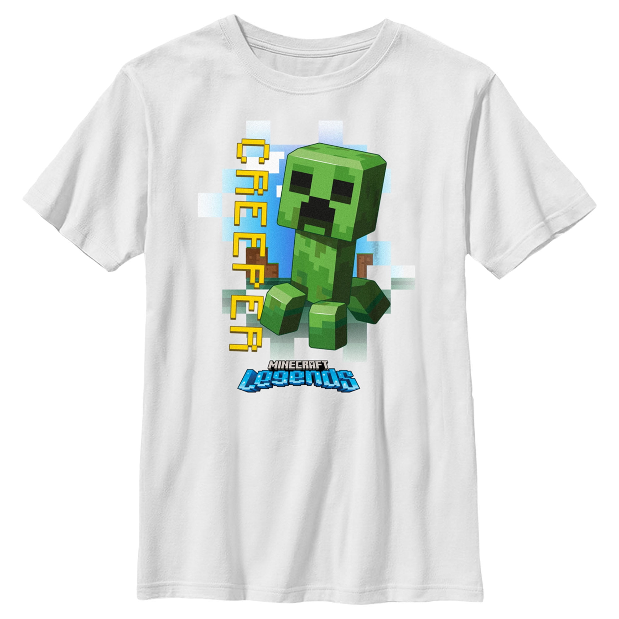 Boy's Minecraft Legends Creeper Graphic Tee White X Large - Walmart.com