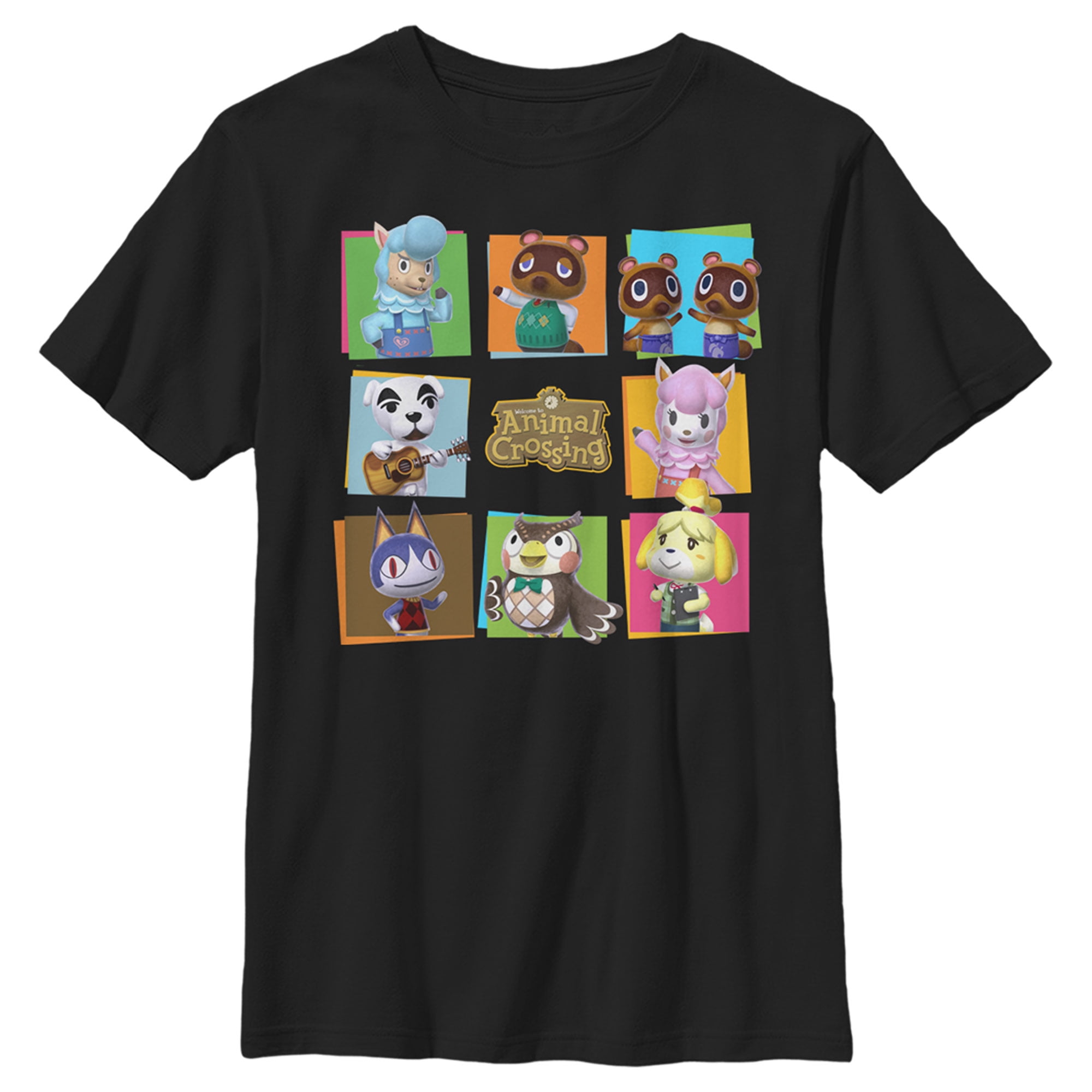 Boy's Nintendo Animal Crossing Group Shot Panels Graphic Tee Black ...