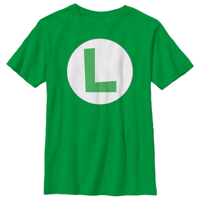 Boy's Nintendo Luigi Circle Icon Graphic Tee Kelly Green Large ...
