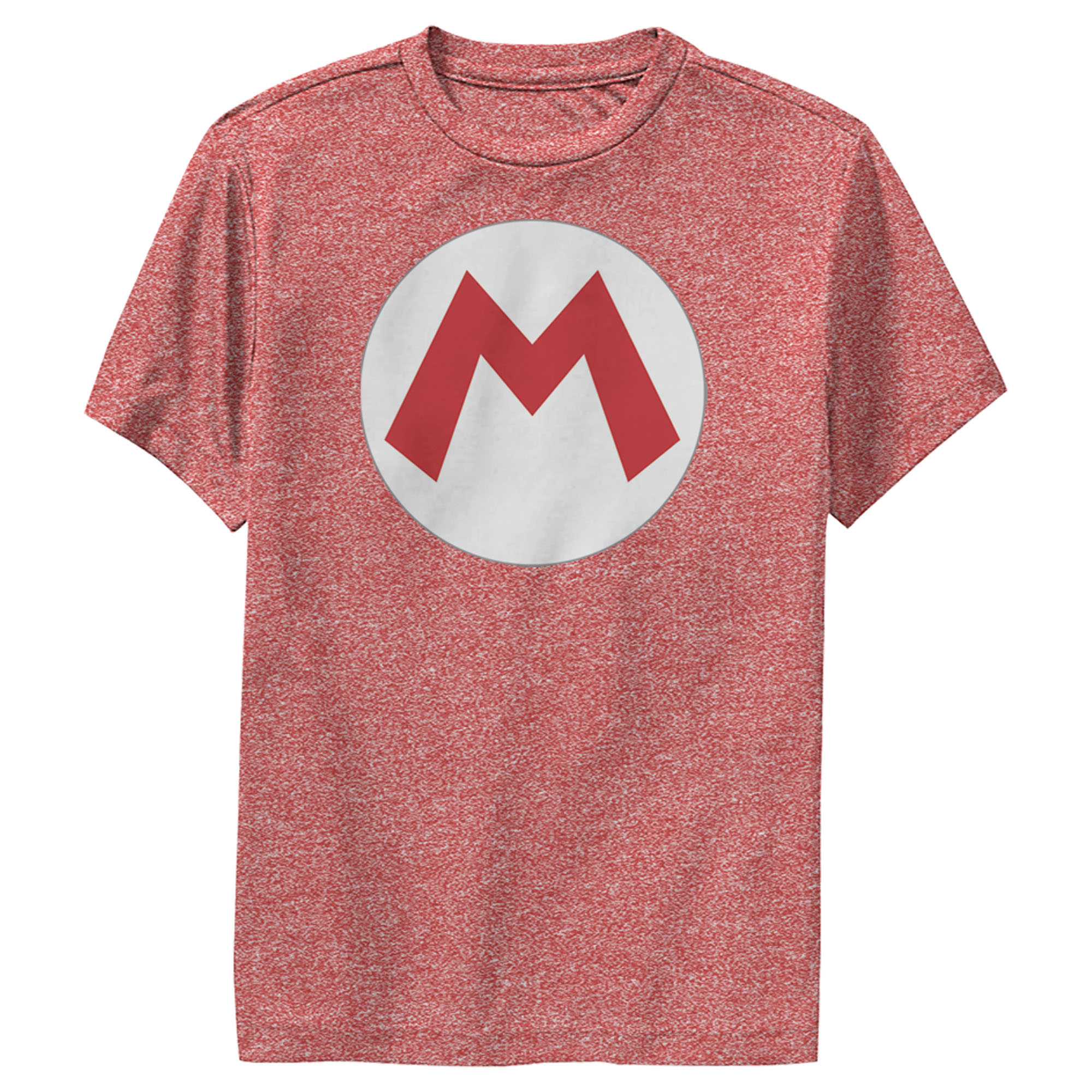 Boy's Nintendo Mario Circle Icon Performance Graphic Tee Red Heather X ...