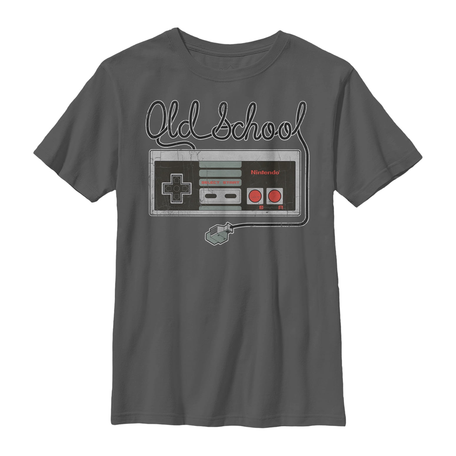 Boy's Nintendo Old School NES Controller Graphic Tee Charcoal Large ...