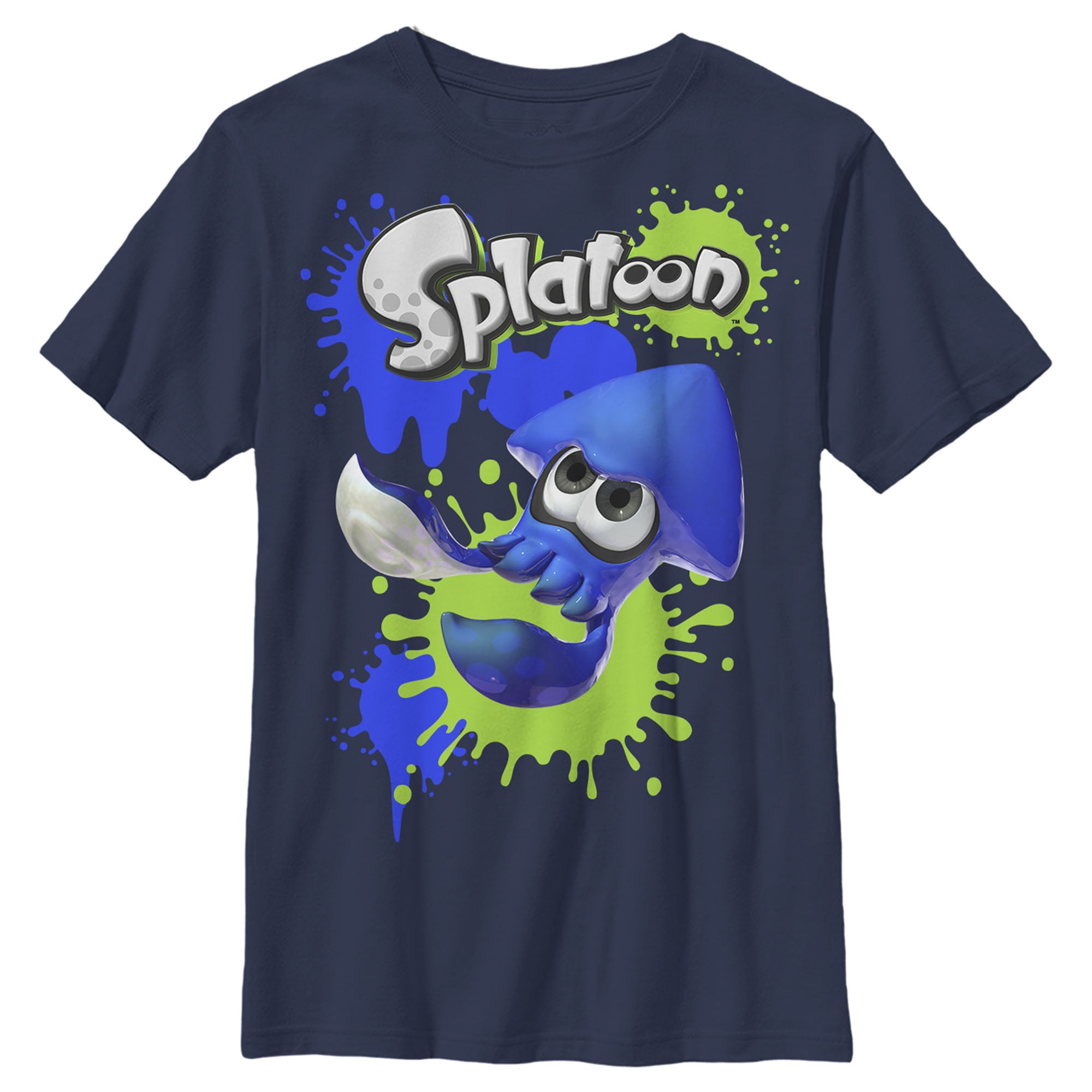 Boy's Nintendo Splatoon Spleediddle Splat Graphic Tee Navy Blue X Large ...