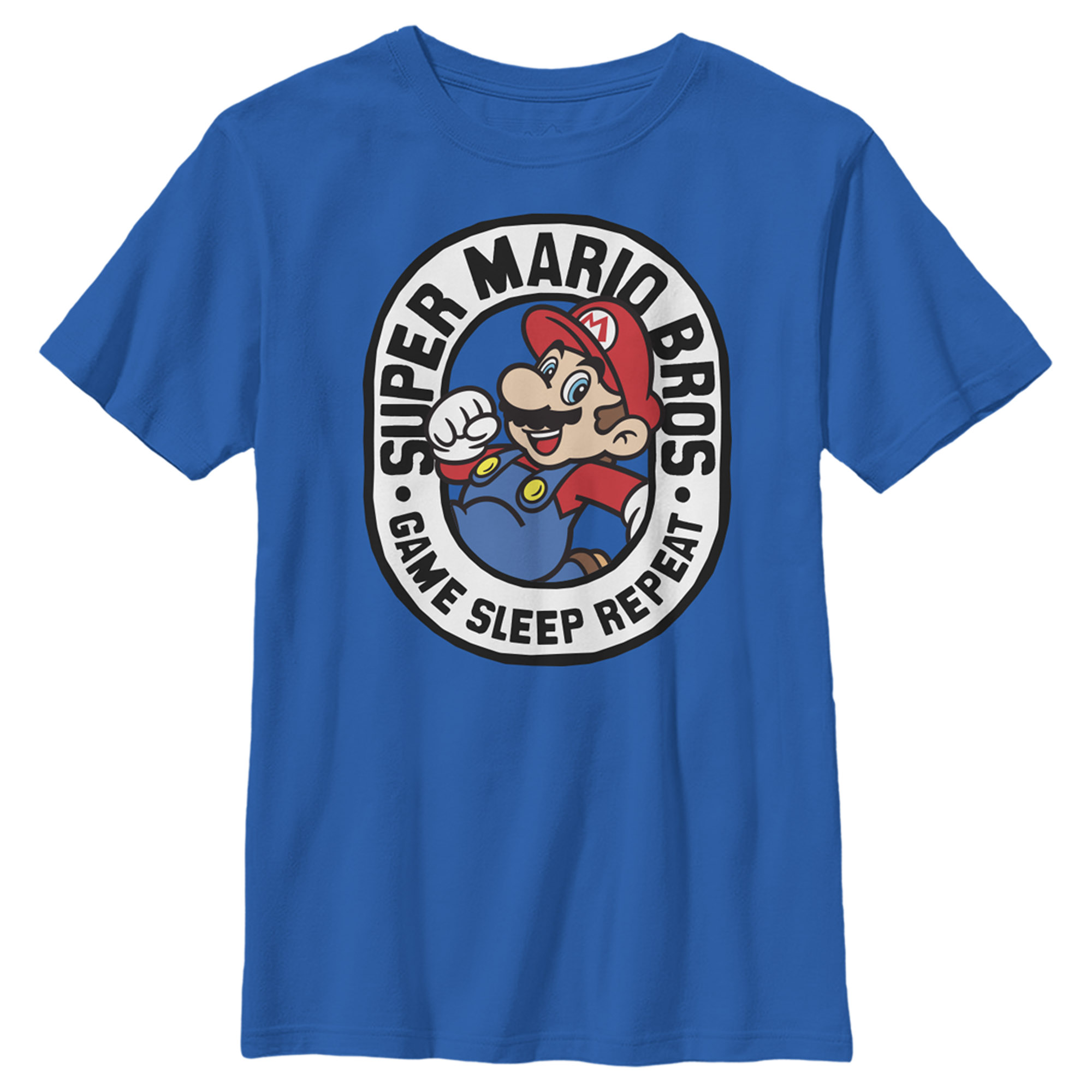 Boy's Nintendo Super Mario Bros. Game Sleep Repeat Graphic Tee Royal ...