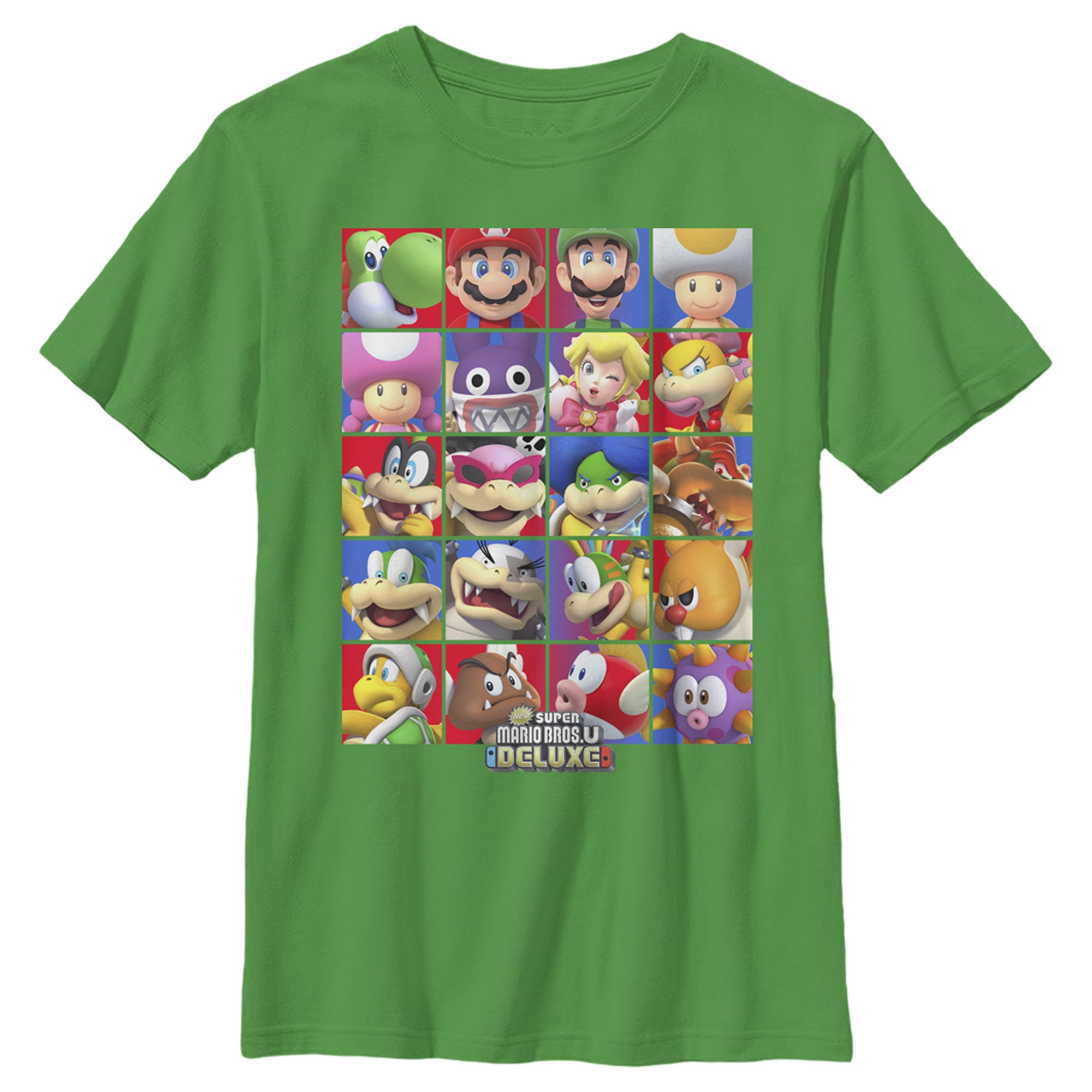 Boy's Nintendo Super Mario Bros. U Deluxe Character Squares Graphic Tee ...