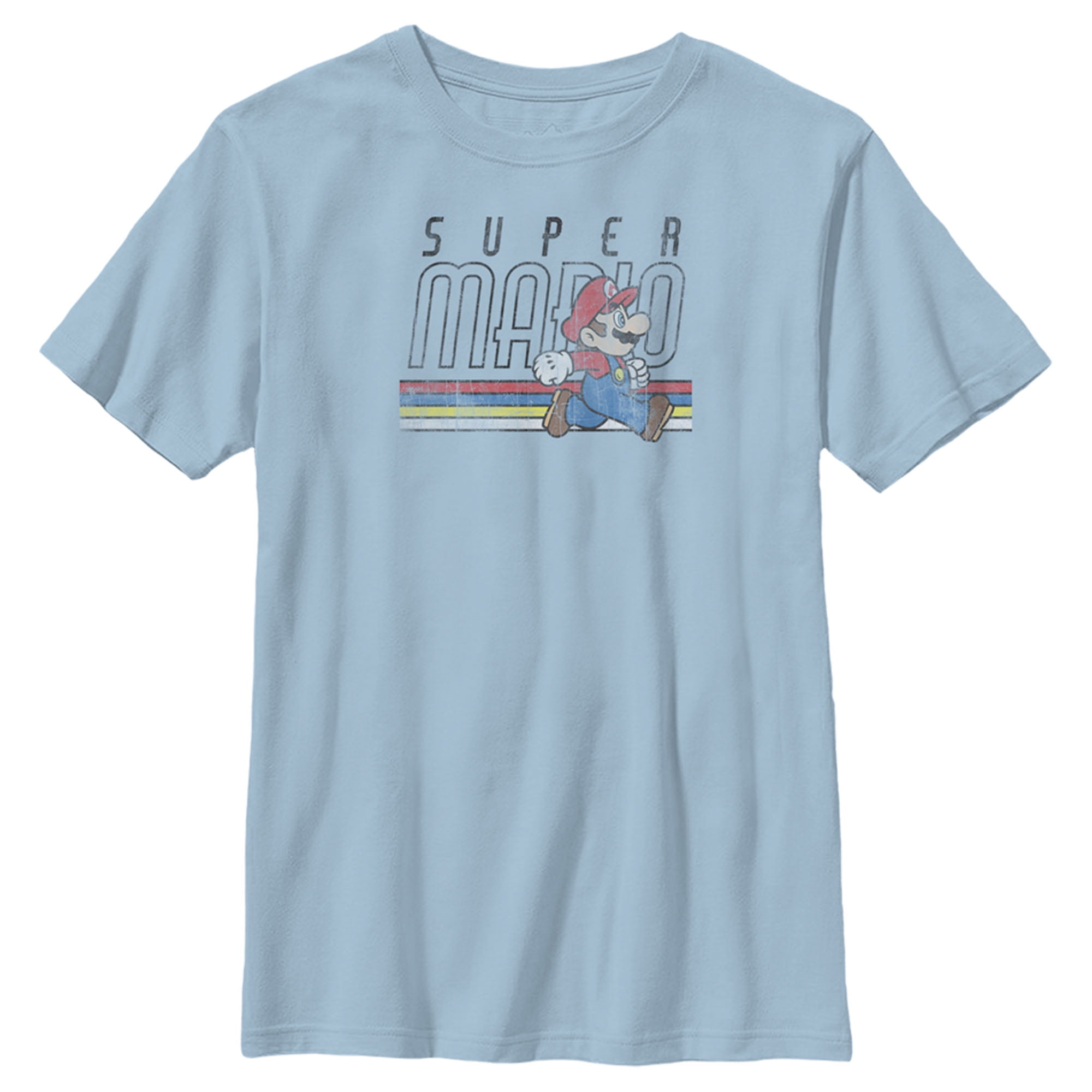 Boy's Nintendo Super Mario Classic Stripes Graphic Tee Light Blue X ...