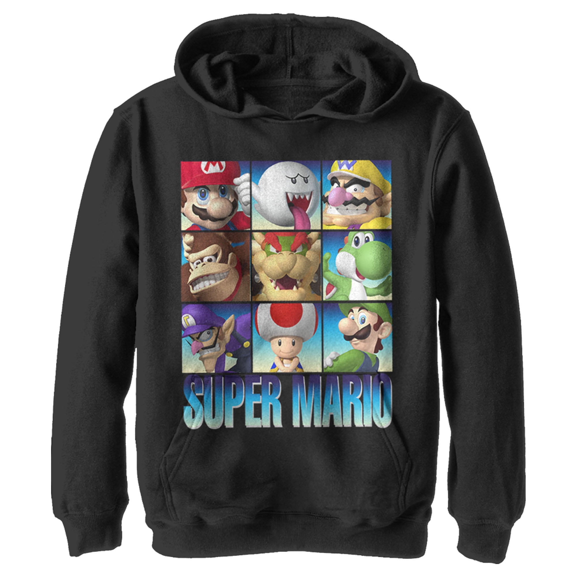Boy's Nintendo Super Mario Favorites Pull Over Hoodie Black X Large ...