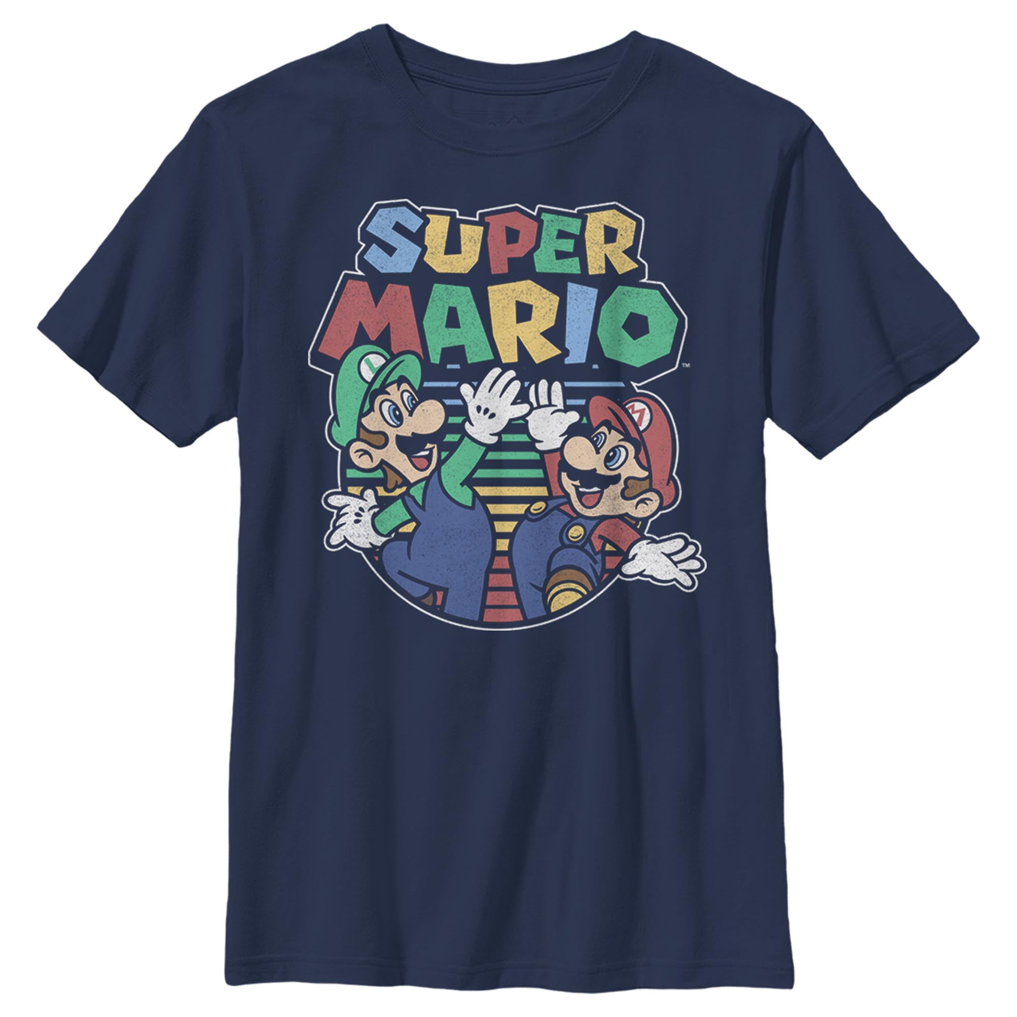 Boy's Nintendo Super Mario High Five Distressed Graphic T-Shirt ...
