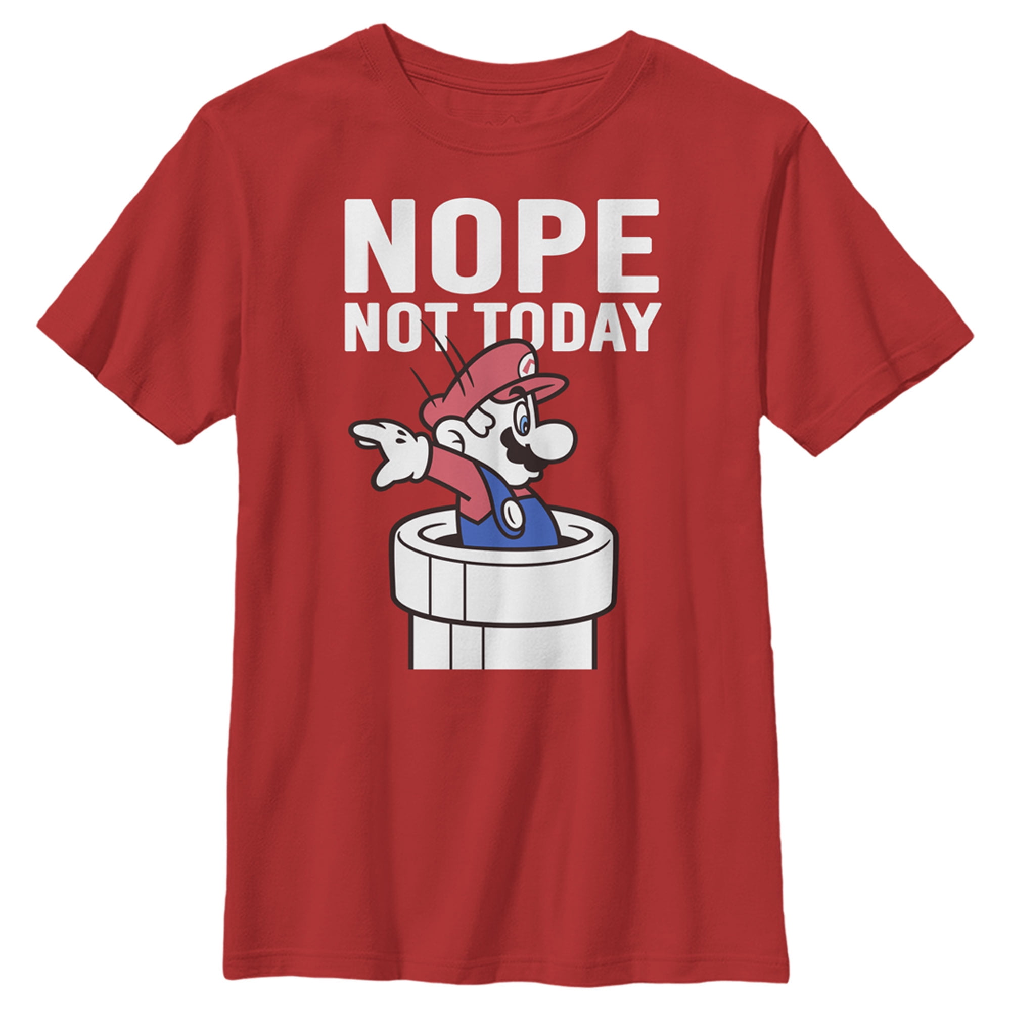 Boy's Nintendo Super Mario Nope Not Today Graphic Tee Red Large ...