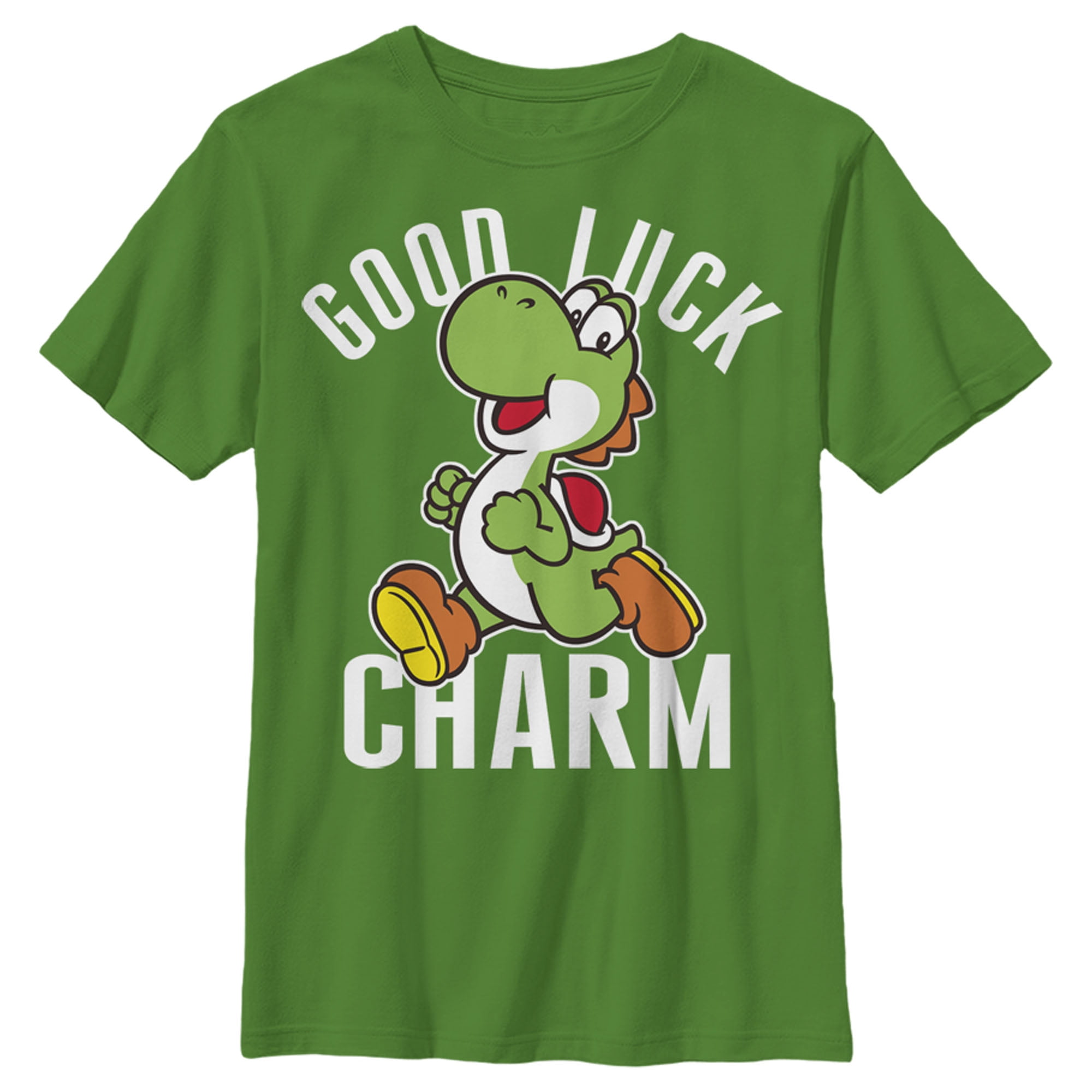 Boy's Nintendo Super Mario Yoshi St. Patrick's Good Luck Charm Graphic ...