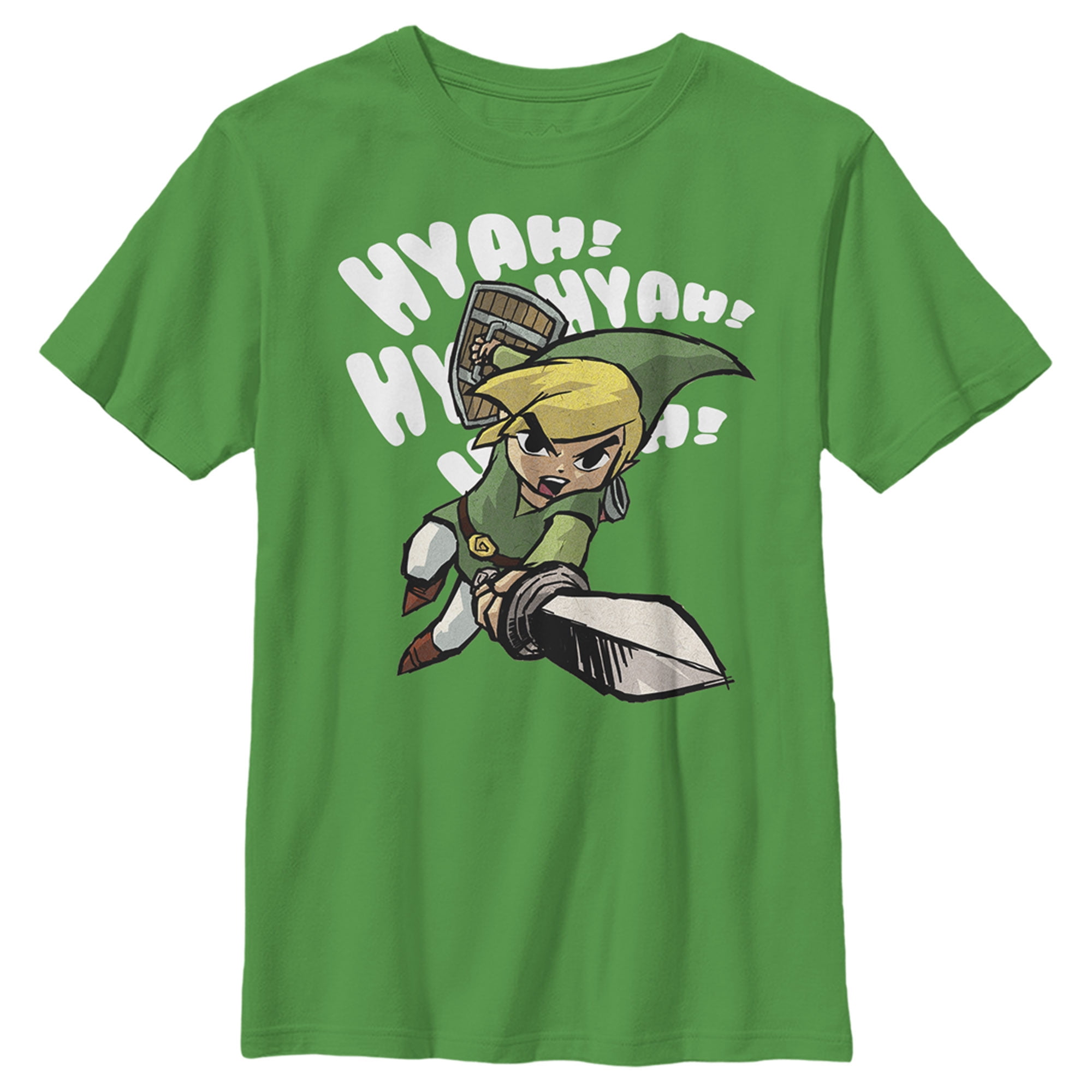 Boy's Nintendo The Legend of Zelda The Windwaker Link Hyah Graphic Tee Kelly Green Medium ...