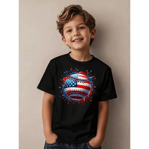 Boy's Patriotic American Flag Baseball Graphic T-Shirt - Walmart.com