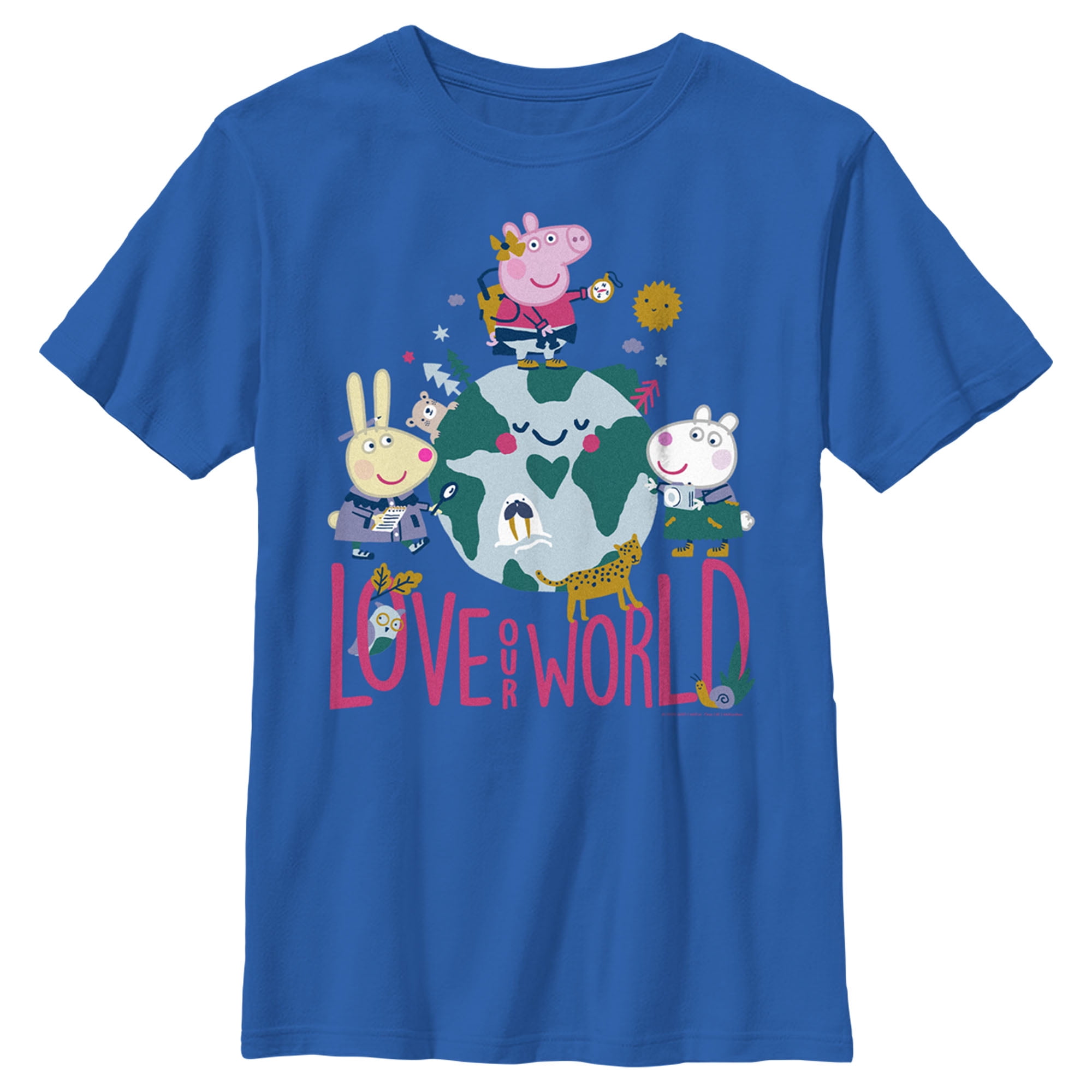 Boy's Peppa Pig Love Our World Graphic Tee Royal Blue X Large - Walmart.com