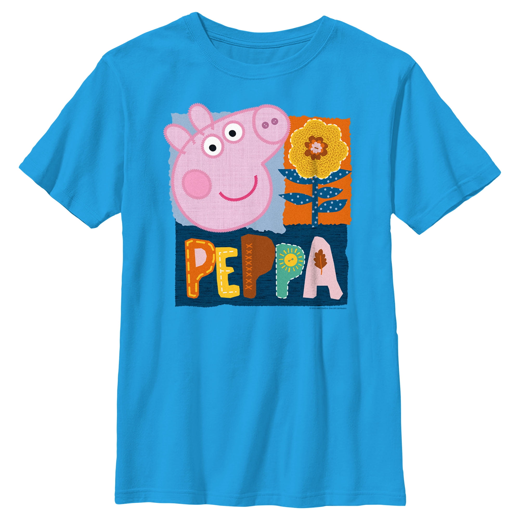 Boy's Peppa Pig Spring Portrait Graphic Tee Turquoise Large - Walmart.com