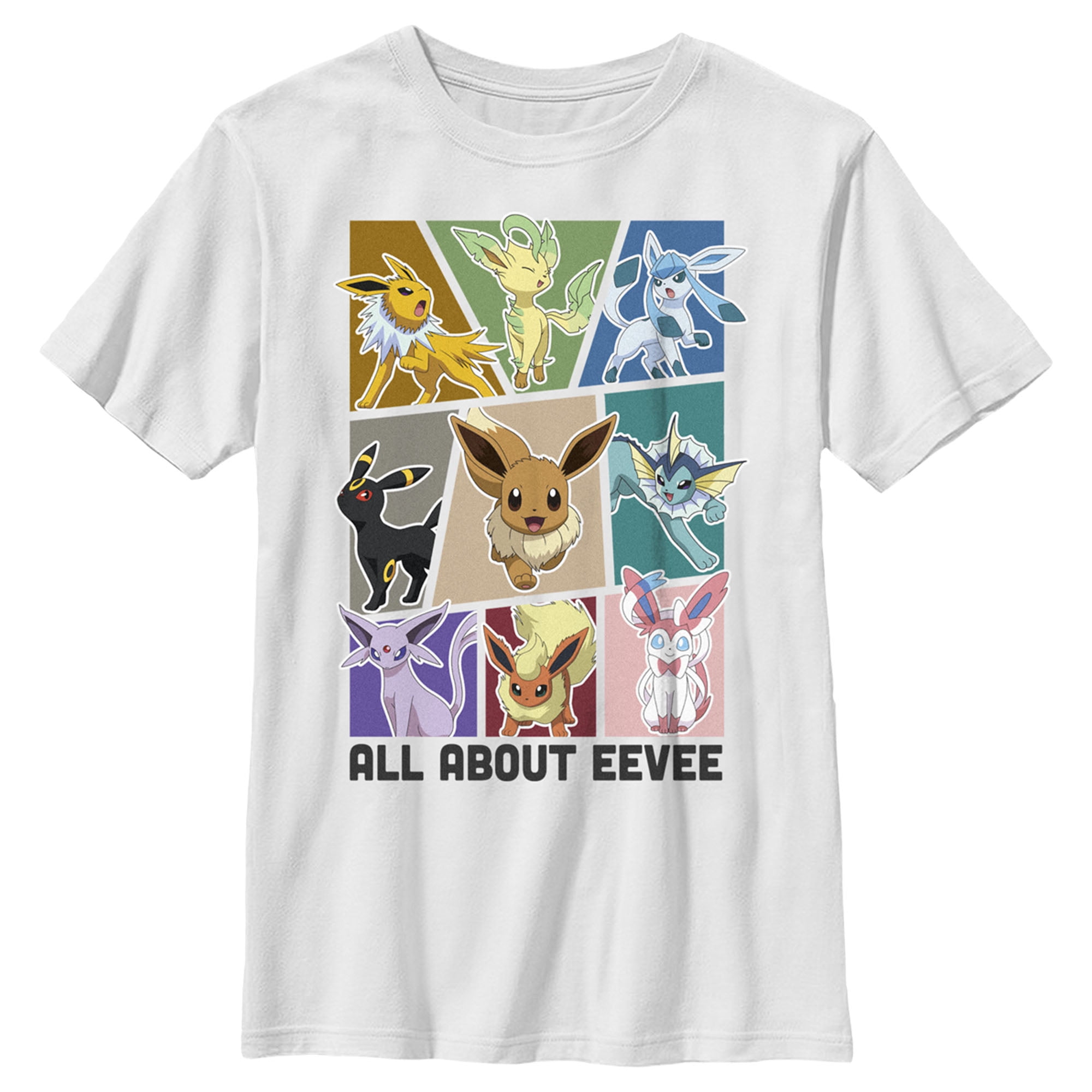 Pokemon Boy's Eevee Evolutions Graphic Tee, Kids Apparel, White, Large ...