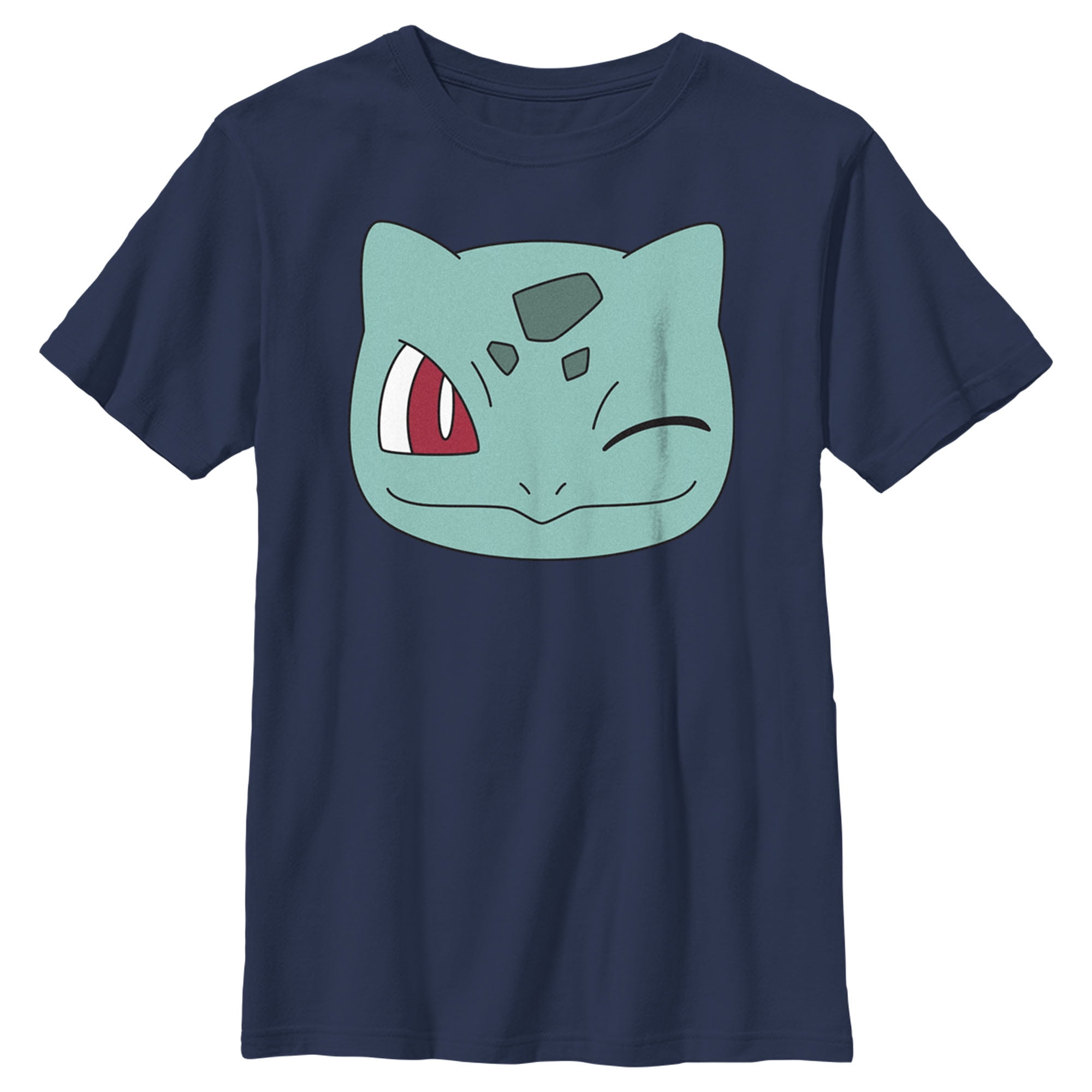 Boy's Pokemon Bulbasaur Wink Face Graphic Tee Navy Blue Small - Walmart.com