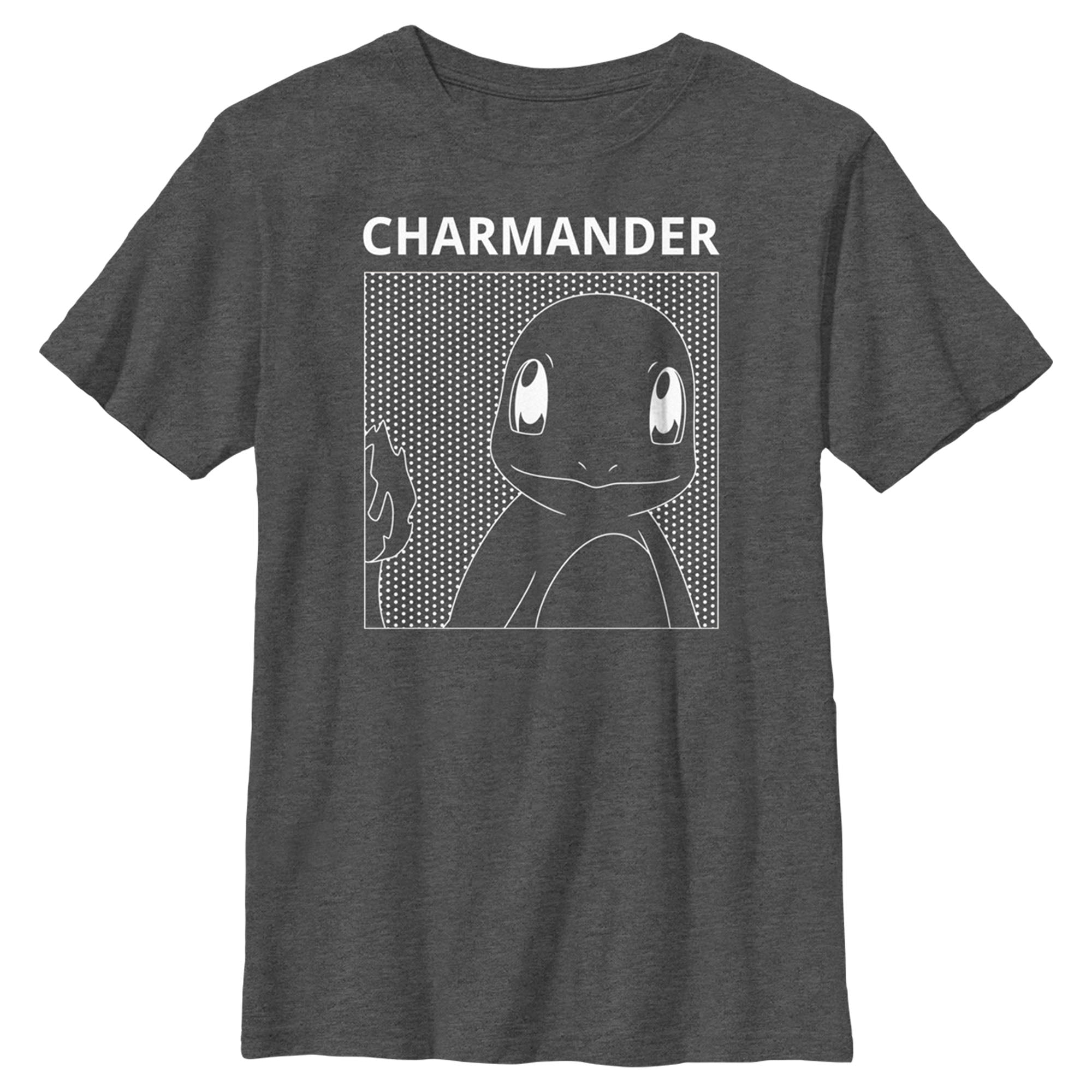 Boy's Pokemon Charmander Line Art Graphic Tee Charcoal Heather Small ...