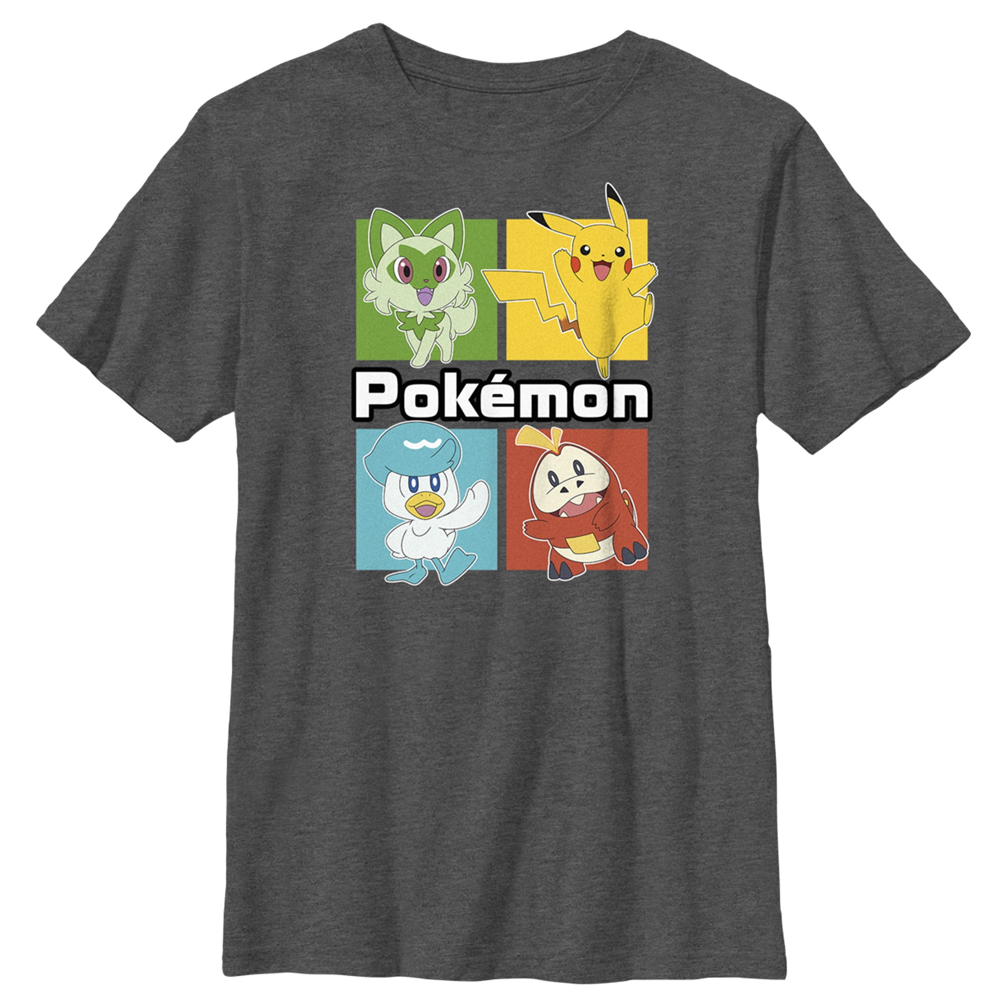 Boy's Pokemon Colorful Square Characters Graphic Tee Charcoal Heather ...