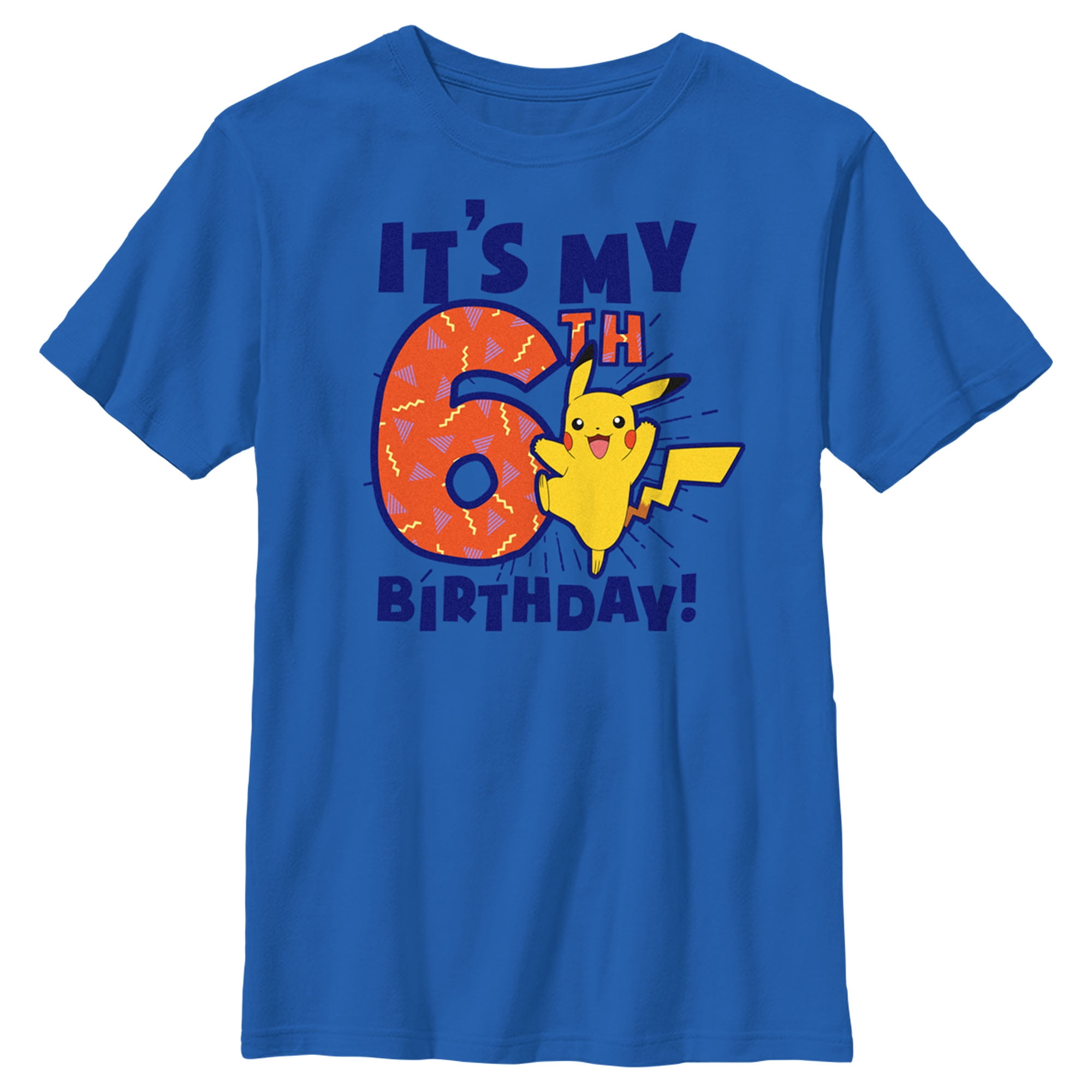 Pokemon Boys 6th Birthday Shirt, Pikachu Graphic Tee, Royal Blue Small ...