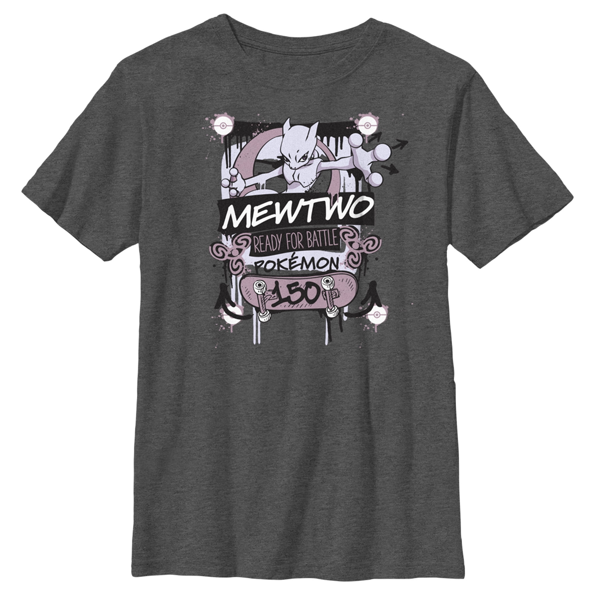 Boy's Pokemon Mewtwo Ready for Battle Graphic Tee Charcoal Heather X ...