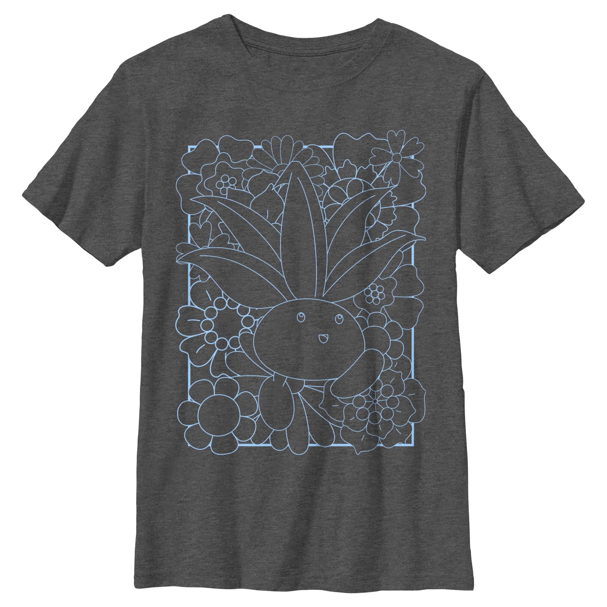 Boy's Pokemon Oddish Outline Graphic Tee Charcoal Heather Small ...