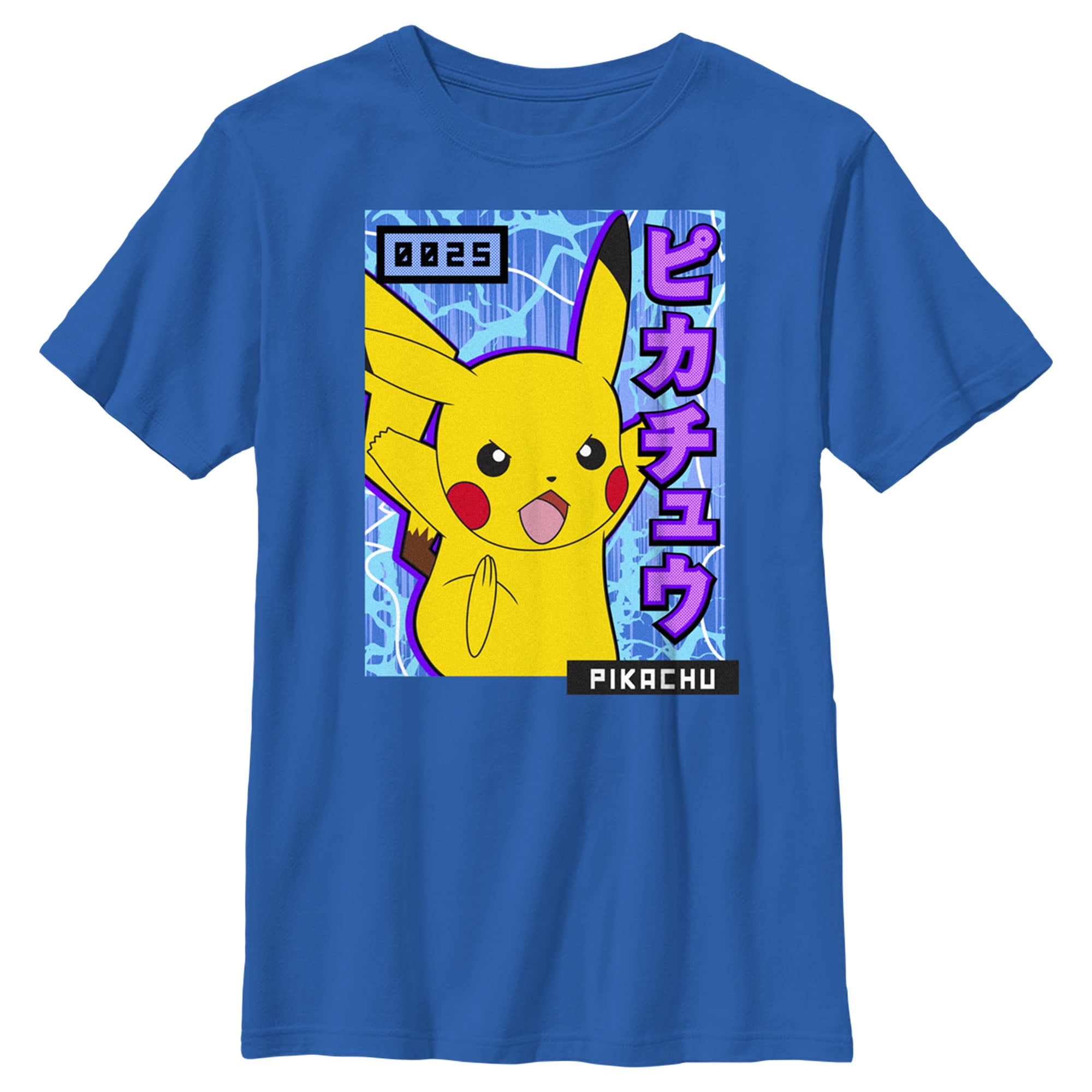 Boy's Pokemon Pikachu Blue Lightning Graphic Tee Royal Blue Large - Walmart.com