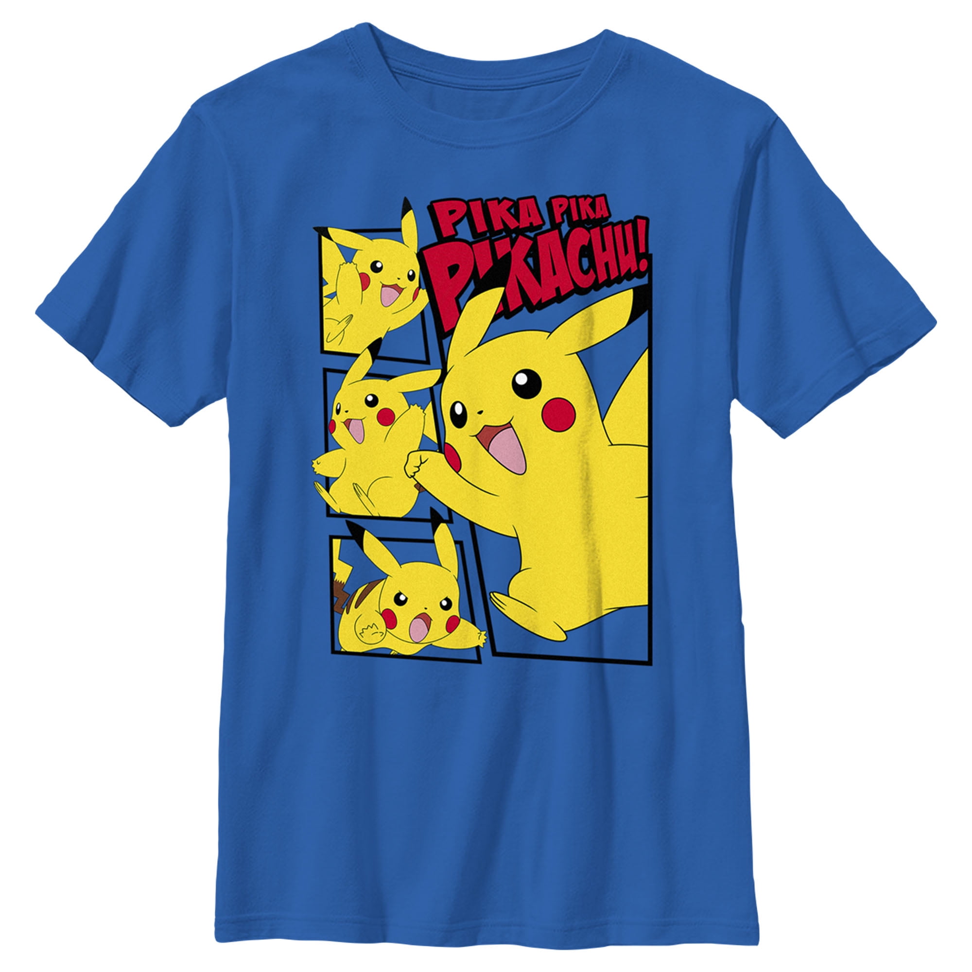 Boy's Pokemon Pikachu Comic Panels Graphic Tee Royal Blue X Large ...