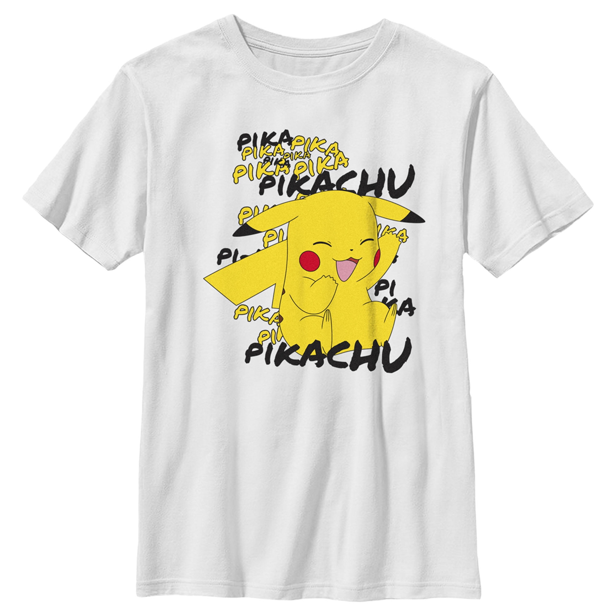Pokemon Pikachu Laughing Graphic T-Shirt, Boys White Large Tee ...