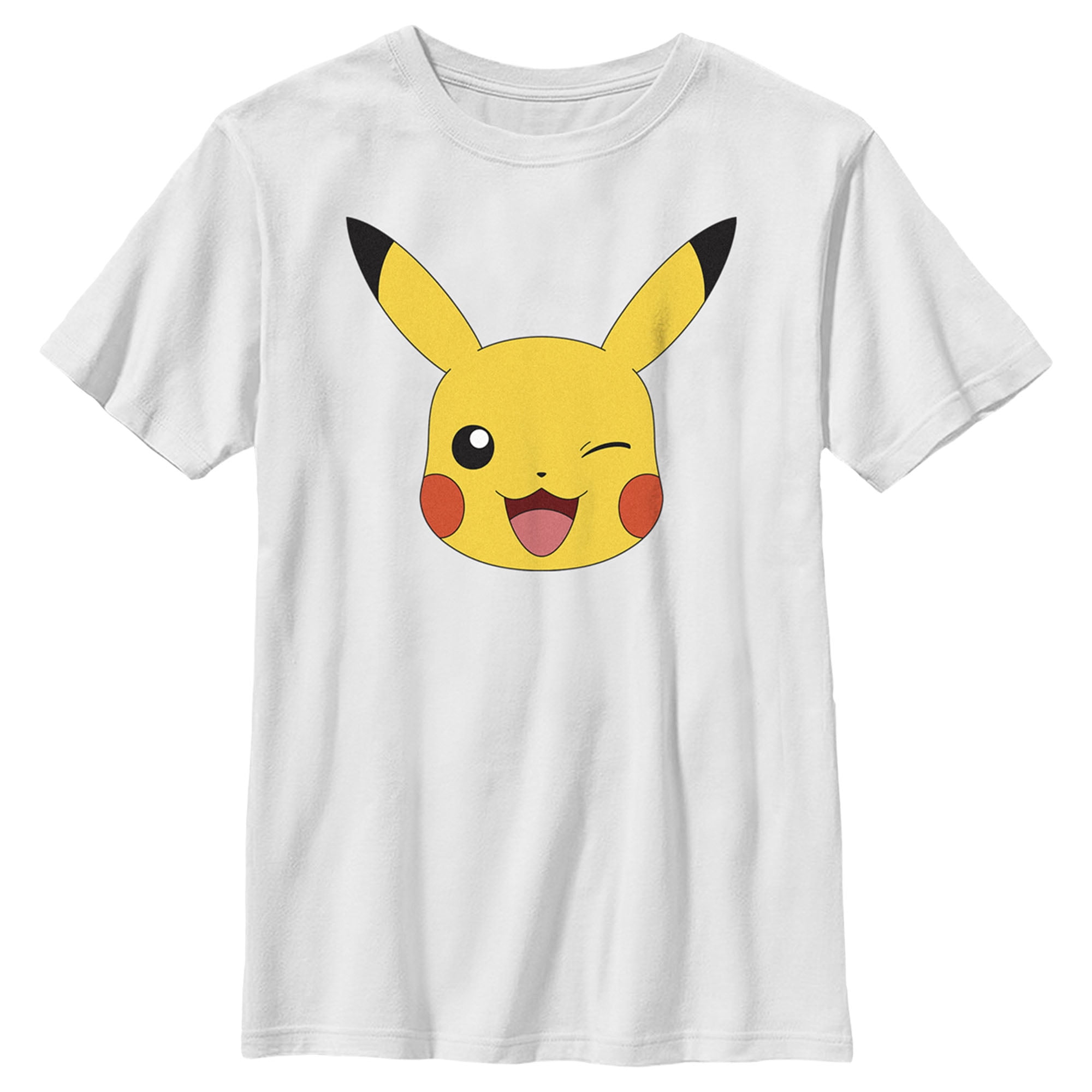 Boy's Pokemon Pikachu Wink Face Graphic Tee White Medium - Walmart.com